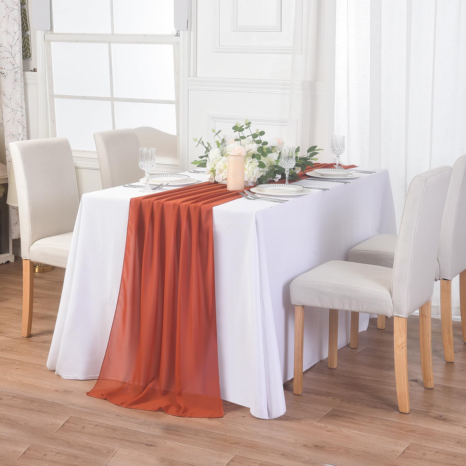 Amazon.com: 6 Pack Rust Chiffon Table Runner - 10ft Sheer Tulle Runner ...