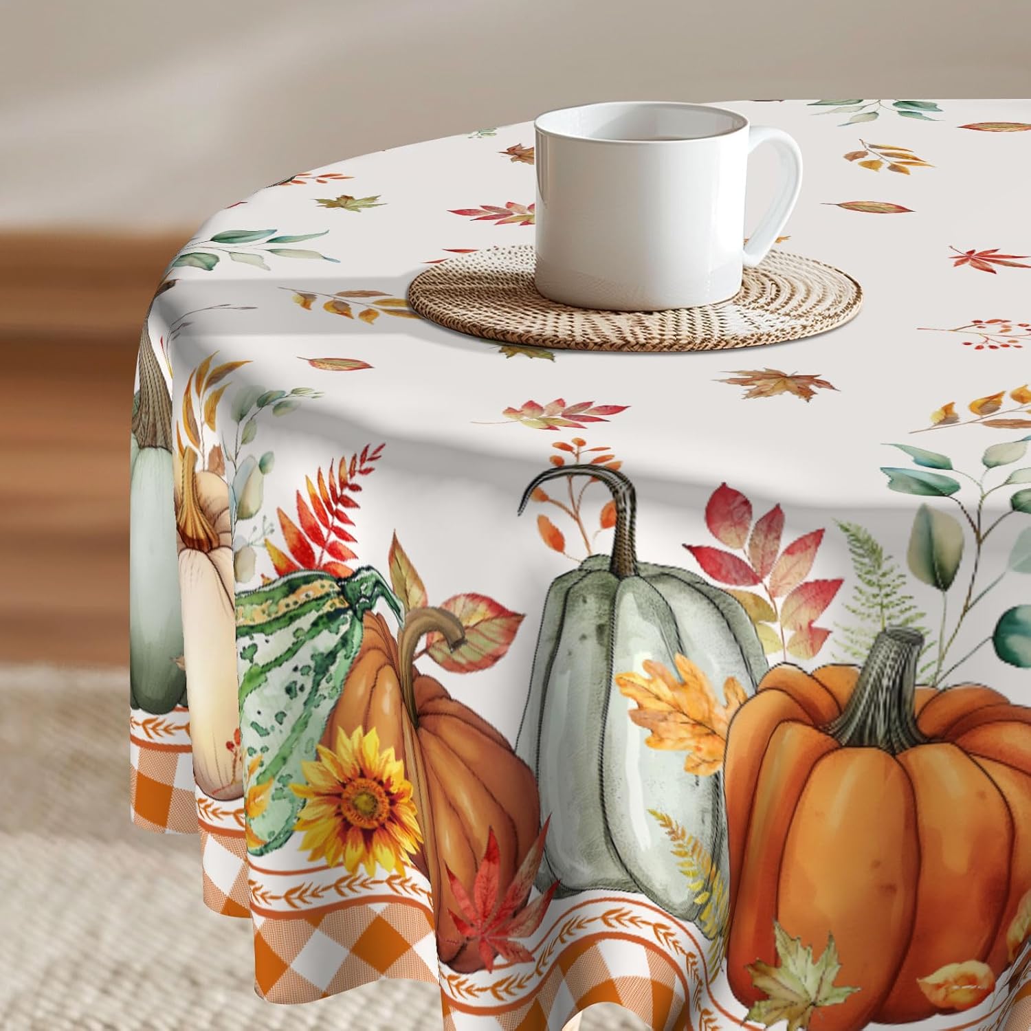 Amazon.com: Imiss Autumn Harvest Pumpkin Tablecloths Watercolor Leaves ...