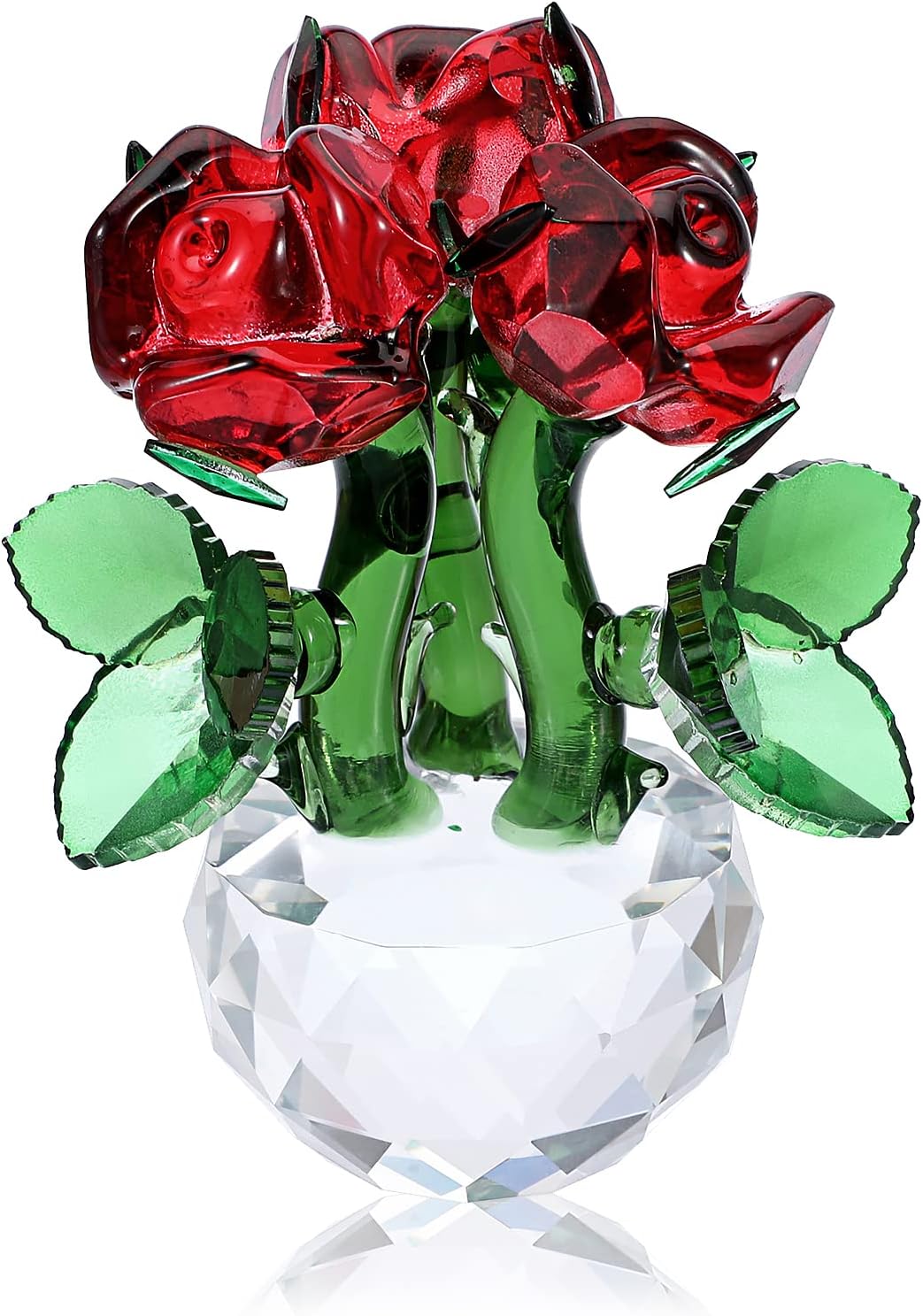 Amazon.com: OwnMy Red Crystal Rose Flower Figurines Collectibles Small ...