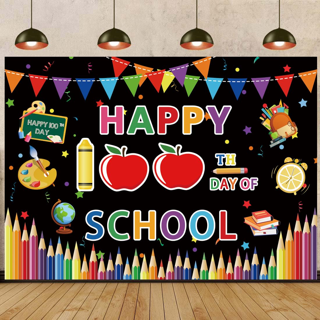 Amazon.com : Happy 100th Day of School Backdrop Kindergarten Preschool ...