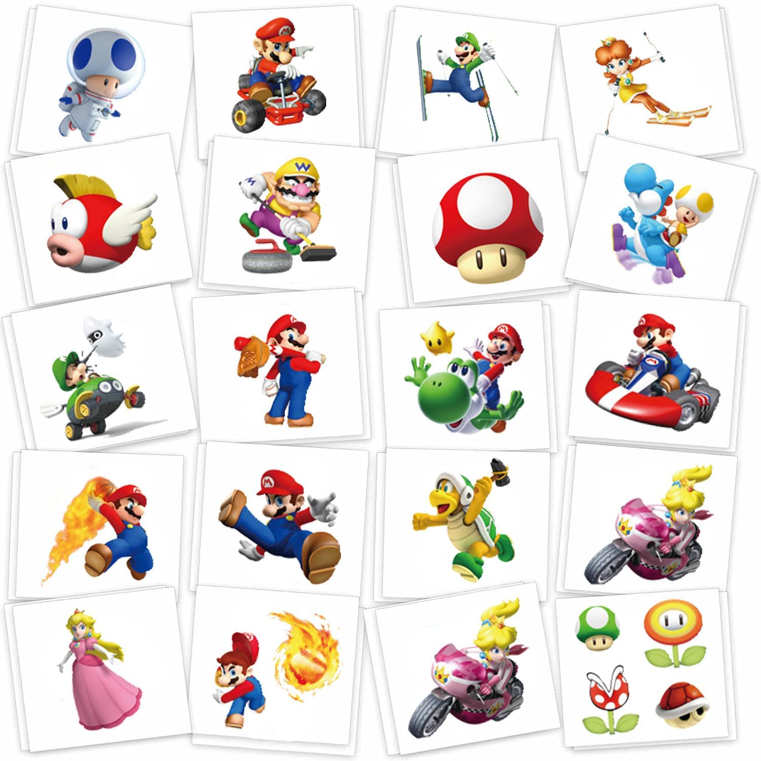 Amazon.com : 60PC Mario Temporary Tattoos Stickers,Mario Birthday Party ...
