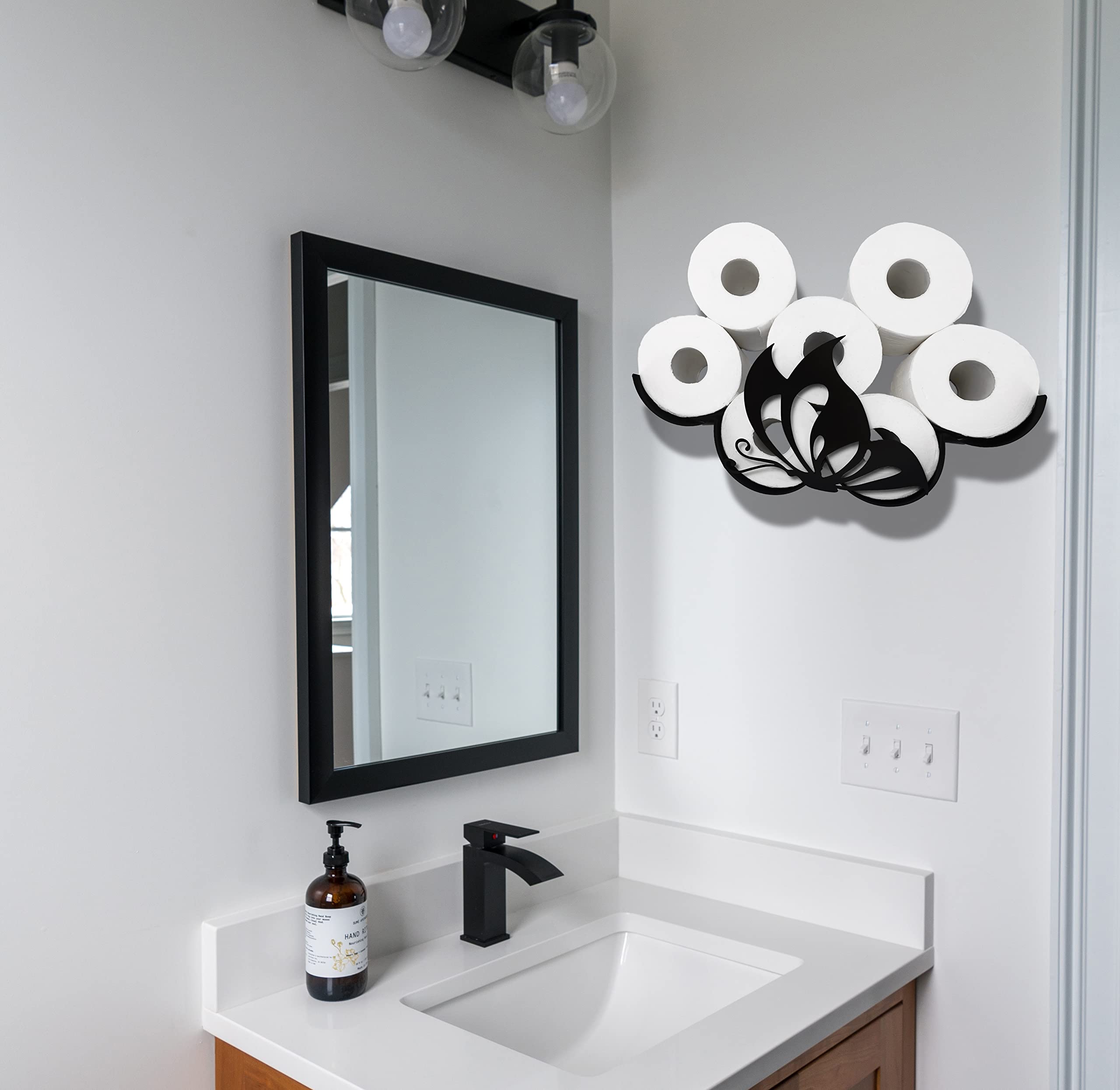 Snapklik.com : Butterfly Metal Wall Toilet Paper Storage,Black Toilet ...