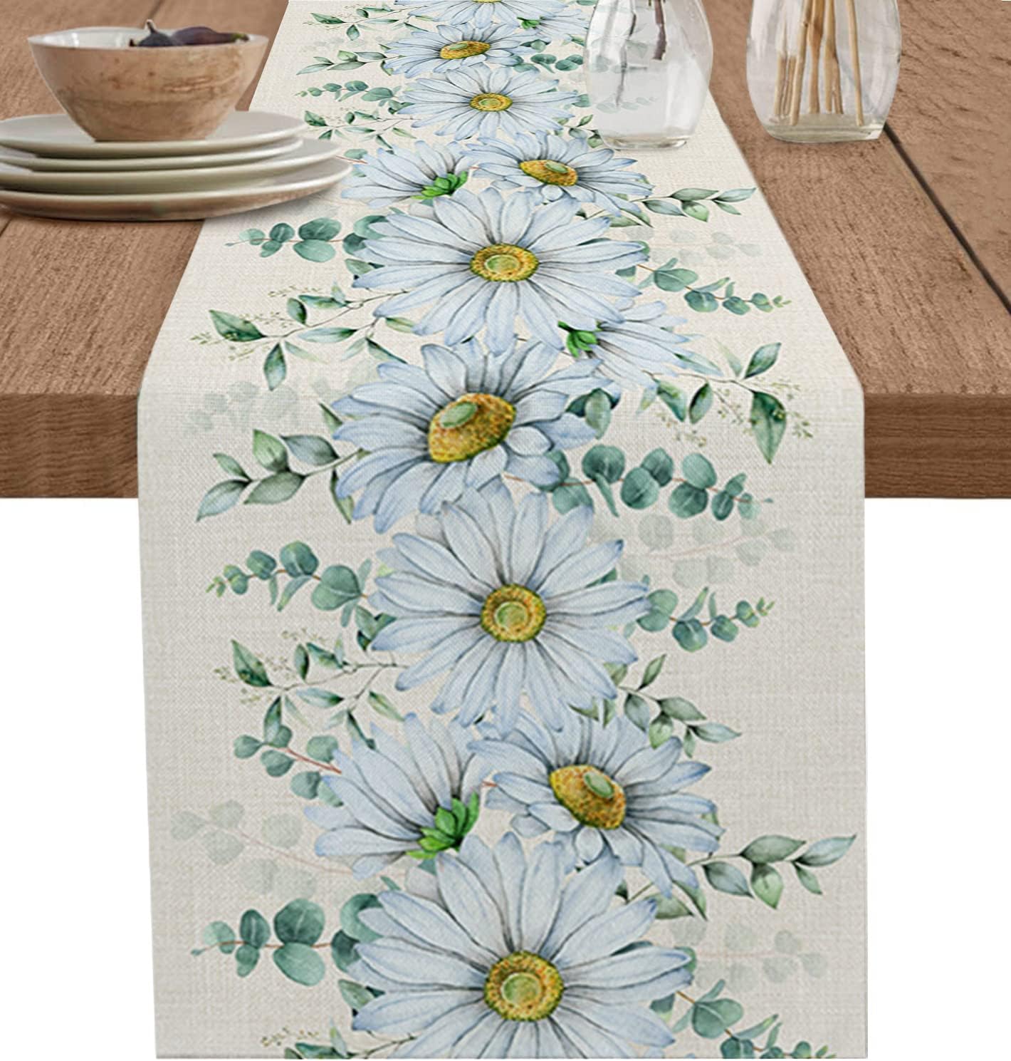 Amazon.com: Farmhouse Eucalyptus Daisy Table Runner 36 Inches Small ...