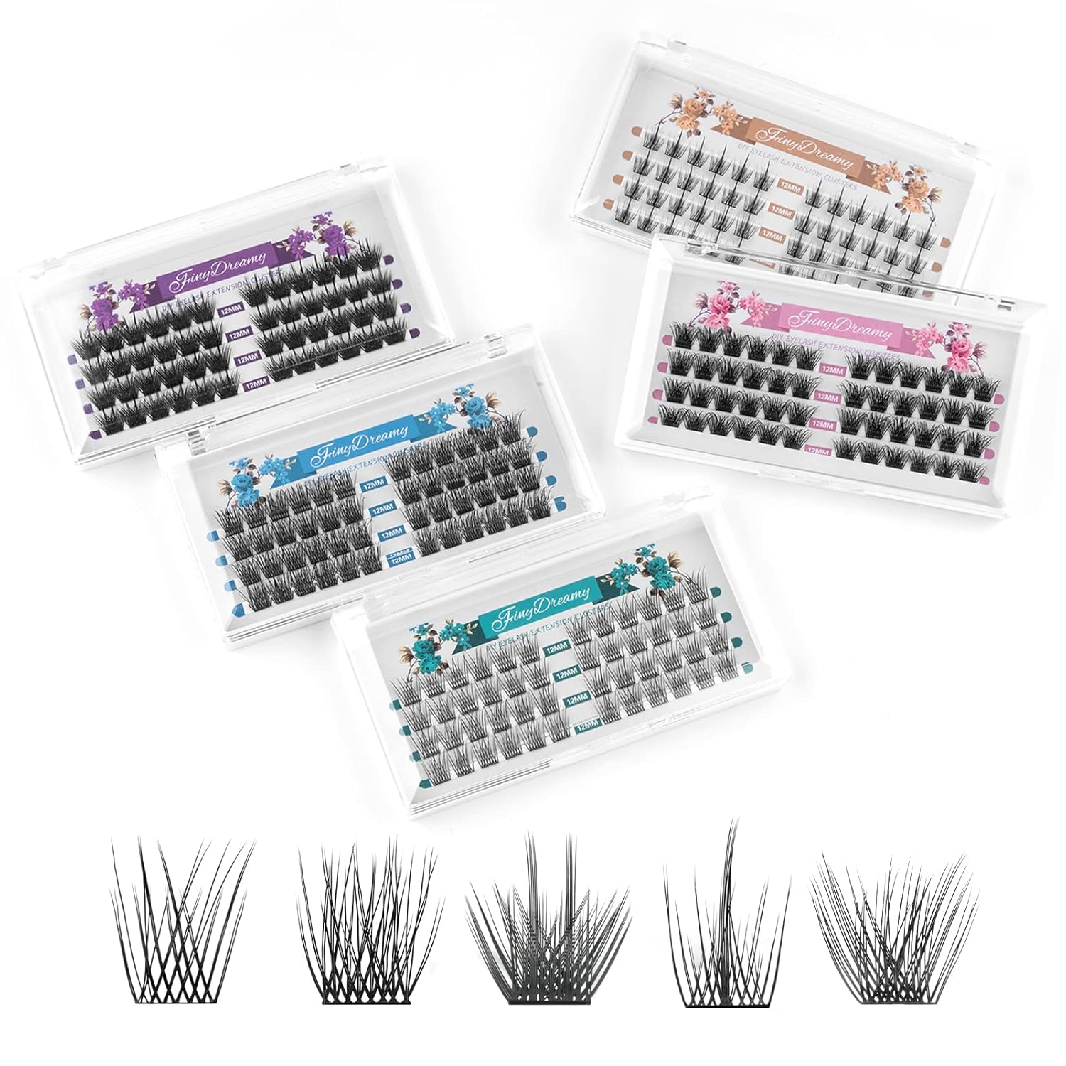 Amazon.com: FinyDreamy 240Pcs Lash Clusters 5 Boxes Five Styles ...
