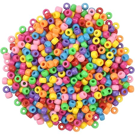 1800 Pcs Colorful DIY Beads, 6X9mm Plastic Craft Beads, Acrylic Loose ...