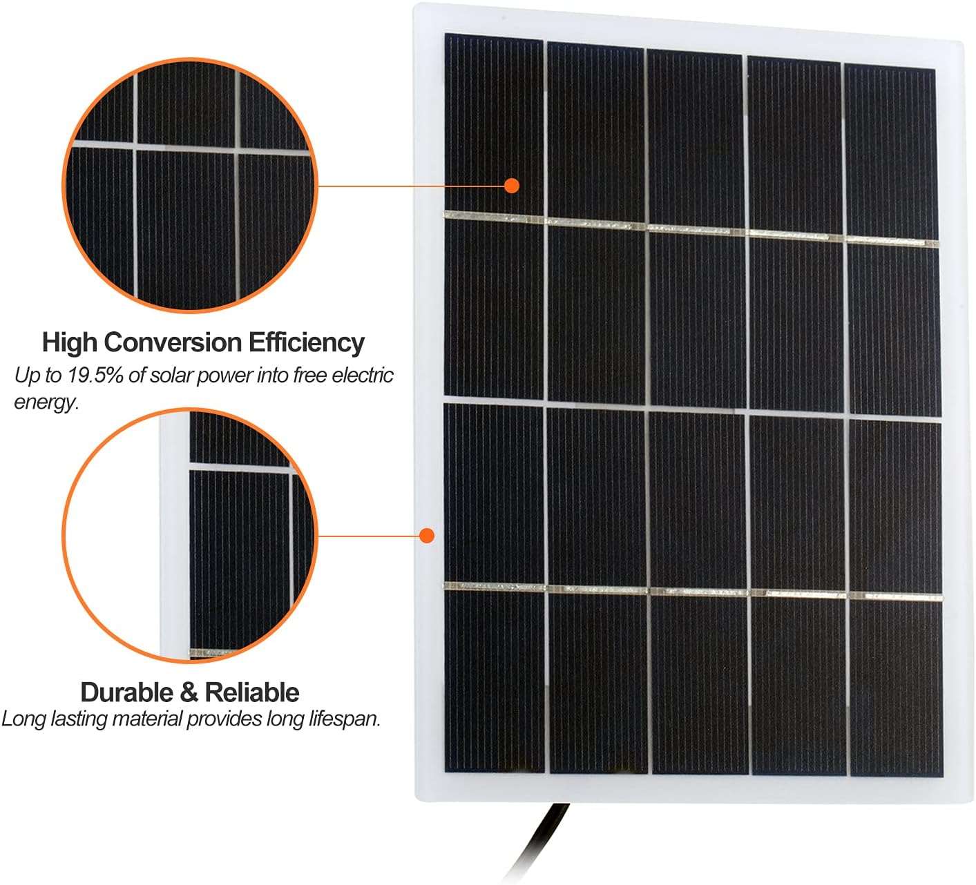 IUPPA 3W 5V Solar Panel with DC Port Polycrystalline Silicon Solar Cell ...