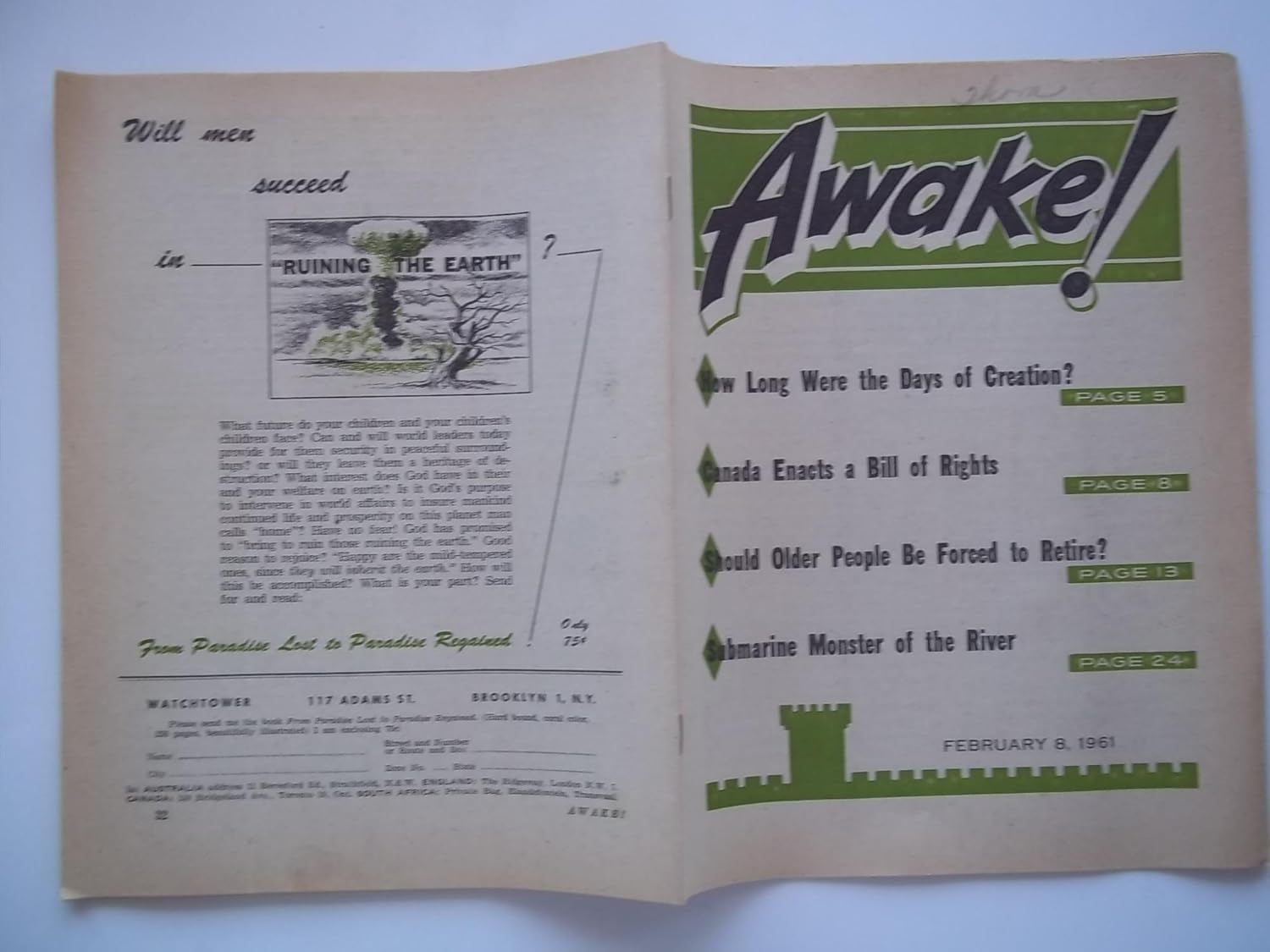 Awake! February 8, 1961 Magazine: Watchtower Bible and Tract Society ...
