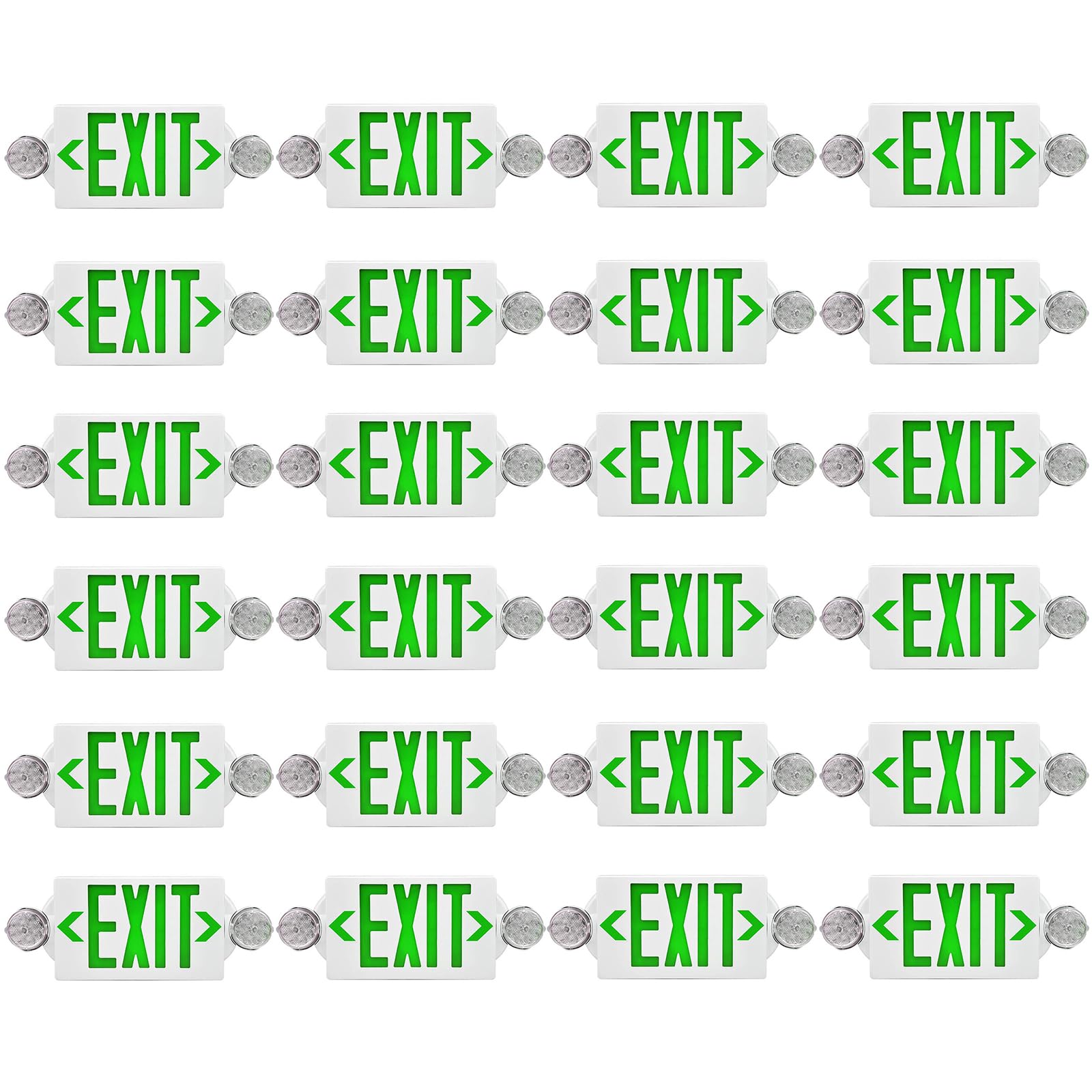 AKT LIGHTING LED Emergency Light & Exit Sign Combo, Green Exit Sign, UL ...