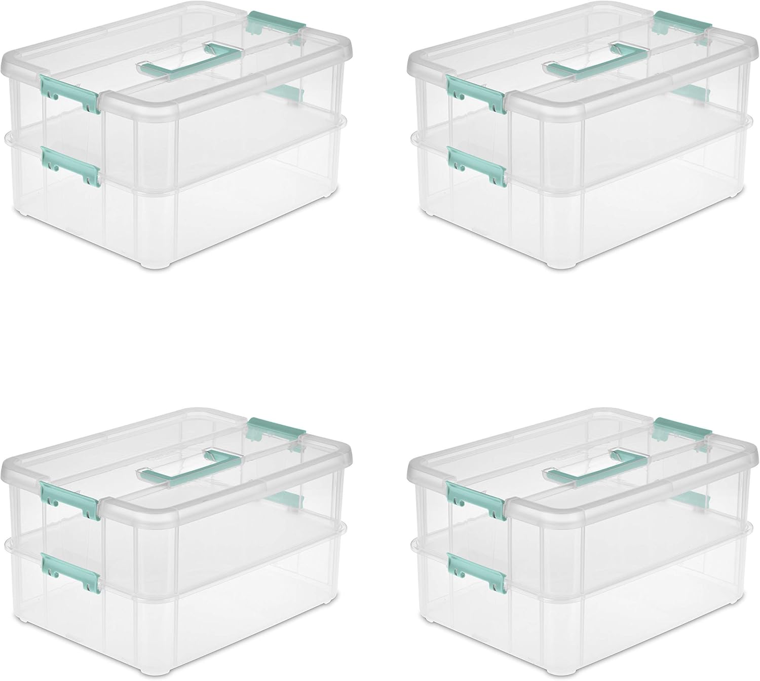 Amazon.com: Sterilite Stack & Carry 2 Layer Box Small Storage, Clear ...