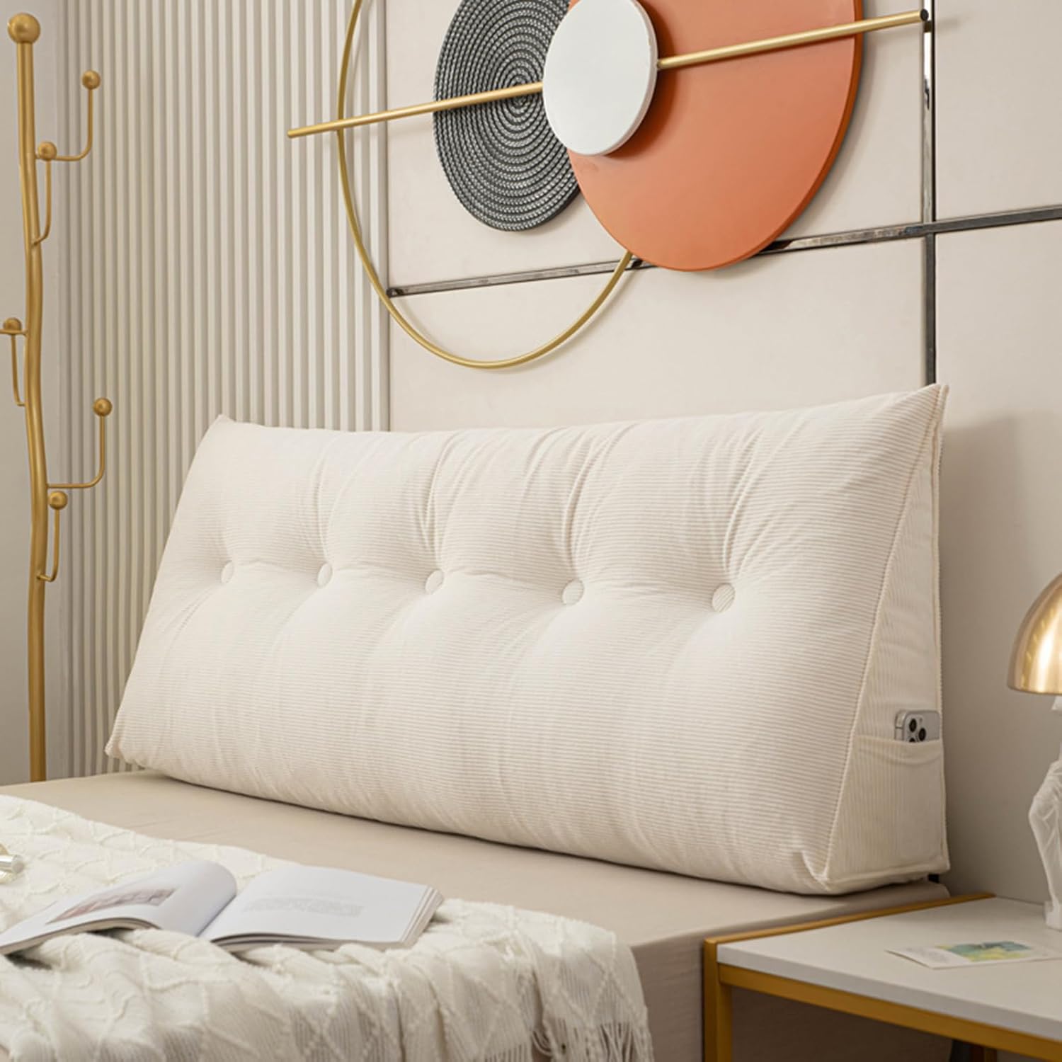 Amazon.com: Wadser Dorm Headboard Pillow Twin, Ivory Wedge Bed Rest ...