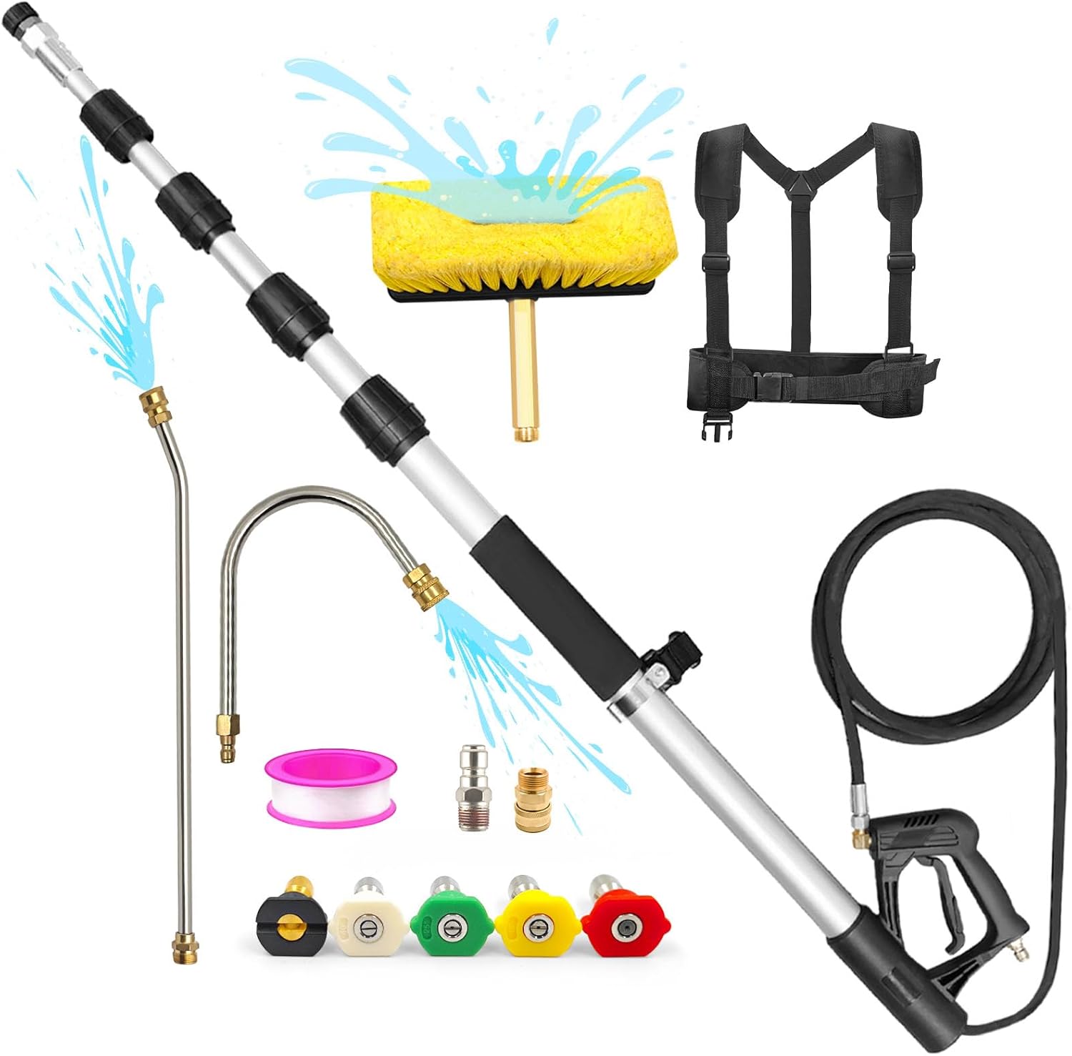 Amazon.com: Power Washer Extension Wand 24 ft with Brush Head ...