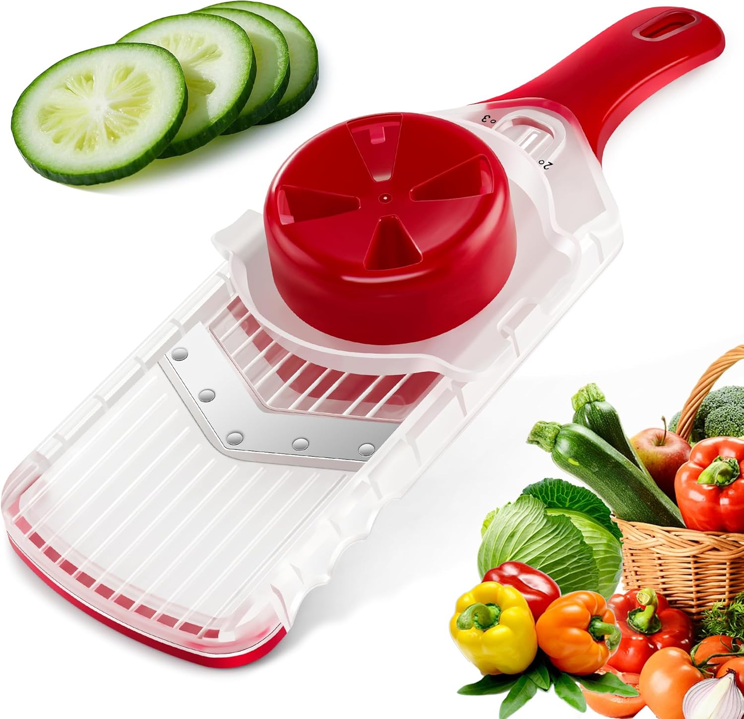 Amazon.com: Mandoline Slicer with Hand-Held, Vegetable Slicer with Food ...