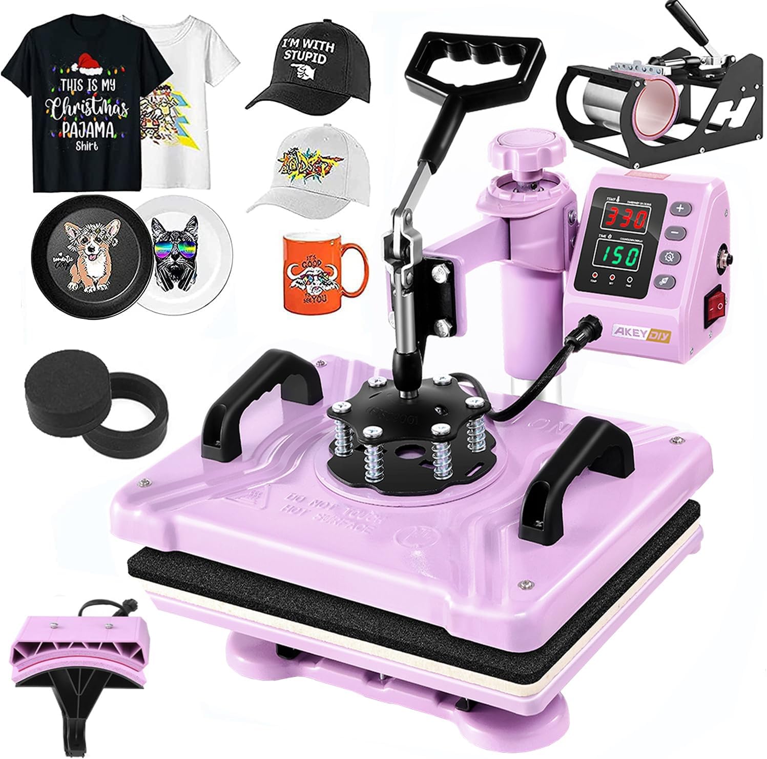 Amazon.com: AKEYDIY 5 in 1 Heat Press Machine for t Shirts Professional ...