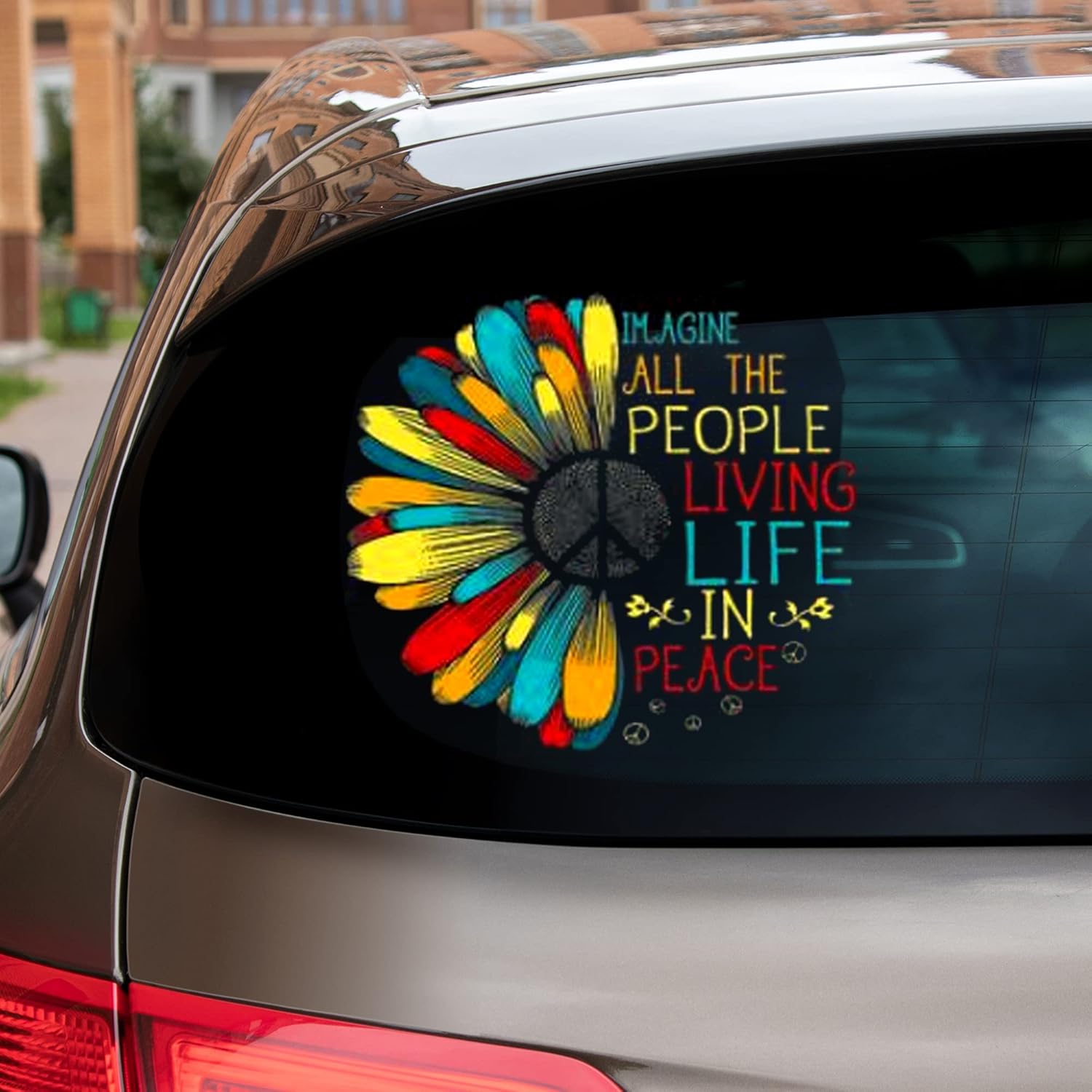 Amazon.com - Colorful Daisy Peace Sign Imagine All The People Living ...