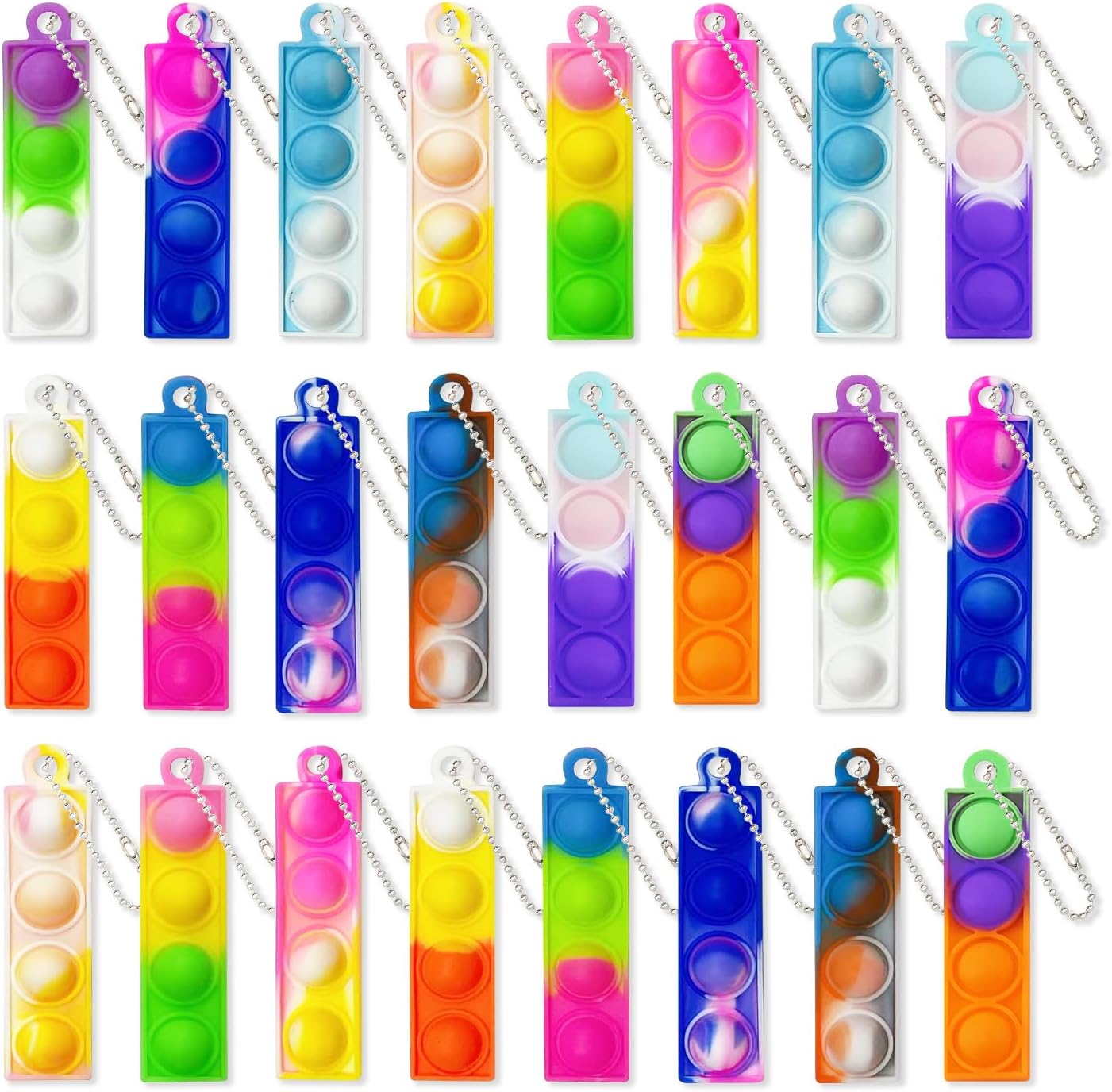 Yeefunjoy 24Pcs Fidget Keyring Party Bag Fillers for Kids, Pop Keyring ...