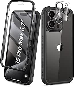 Amazon.com: BANLEA for iPhone 15 Pro Max Case, Built-in Screen Protector, with Camera Lens ...