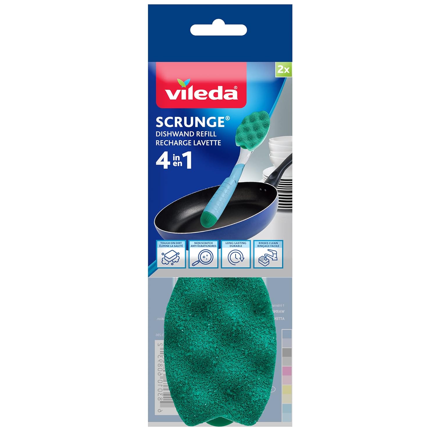 Vileda Multi-Use Dishwand Refill (Pack of 2) | Non-Scratch Dish Brush ...