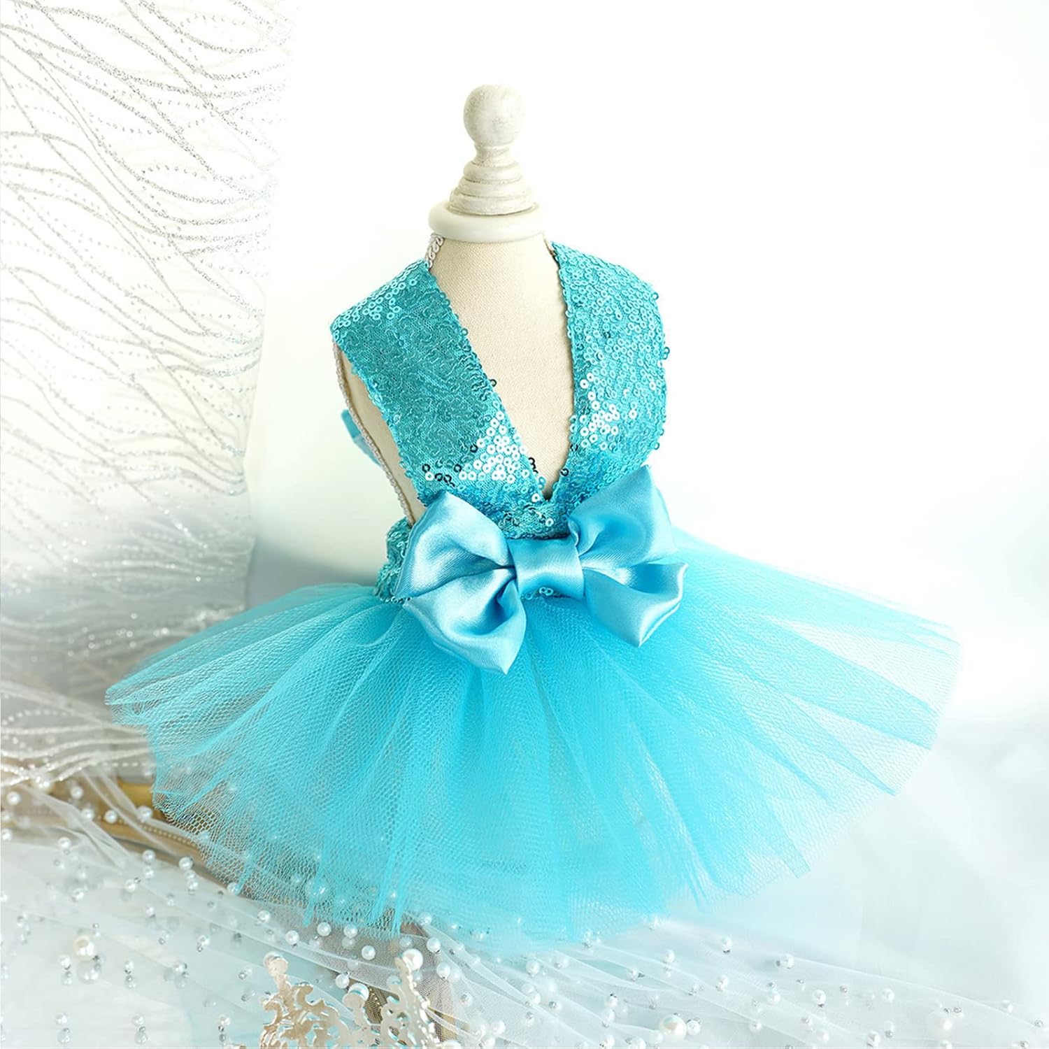 SEIS Vestido formal de tutú de lentejuelas para perro pequeño, falda de ...