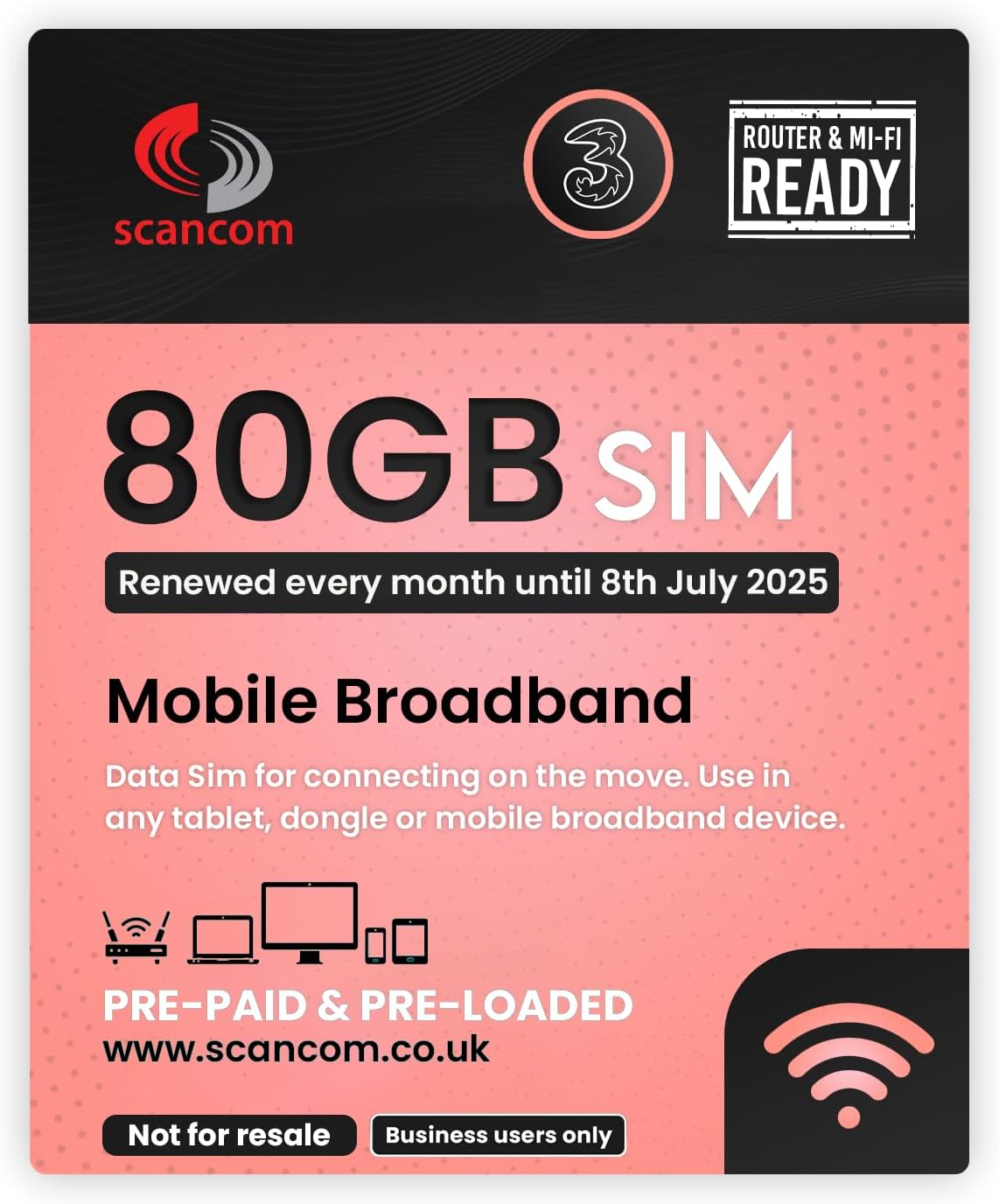 Three Mobile Pay As You Go Mobile Broadband 24 GB data SIM : Amazon.co ...
