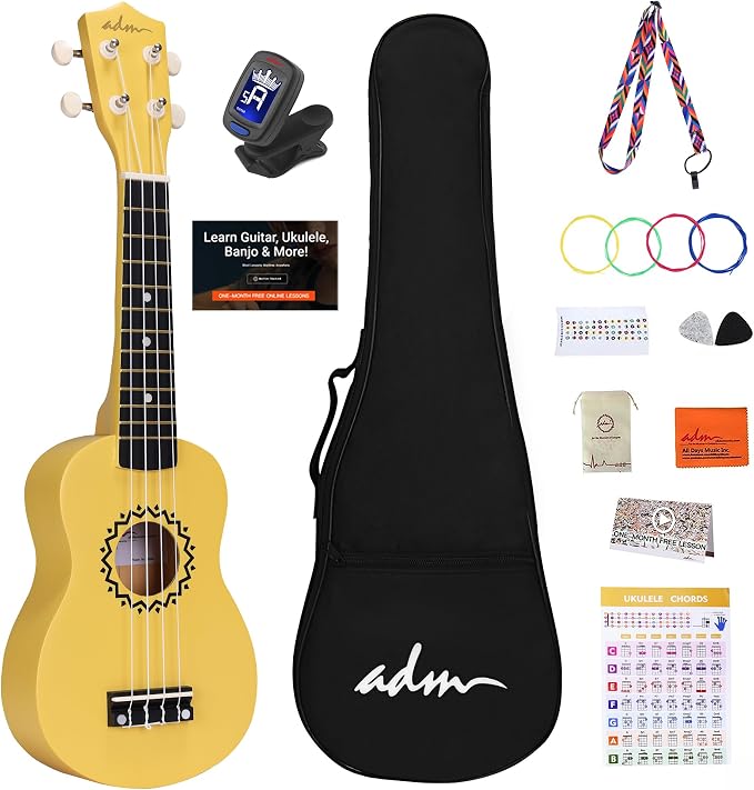 ADM Soprano Ukulele Set for Kids and Beginners, Ukulele Starter Kit ...