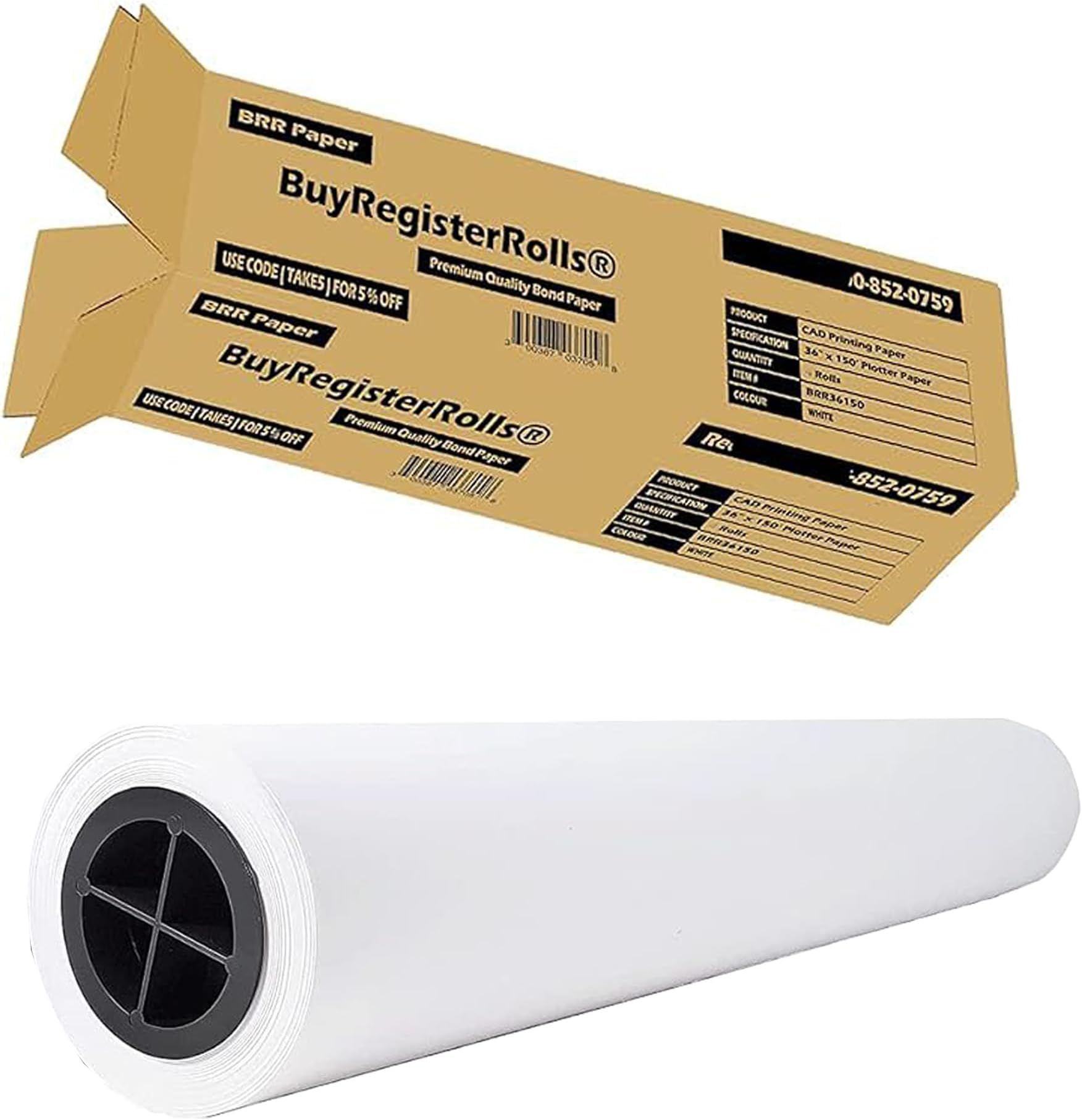 Amazon.com : 36’’ x 150’ Plotter Paper (New & Premium 1 Roll) 20 lb ...