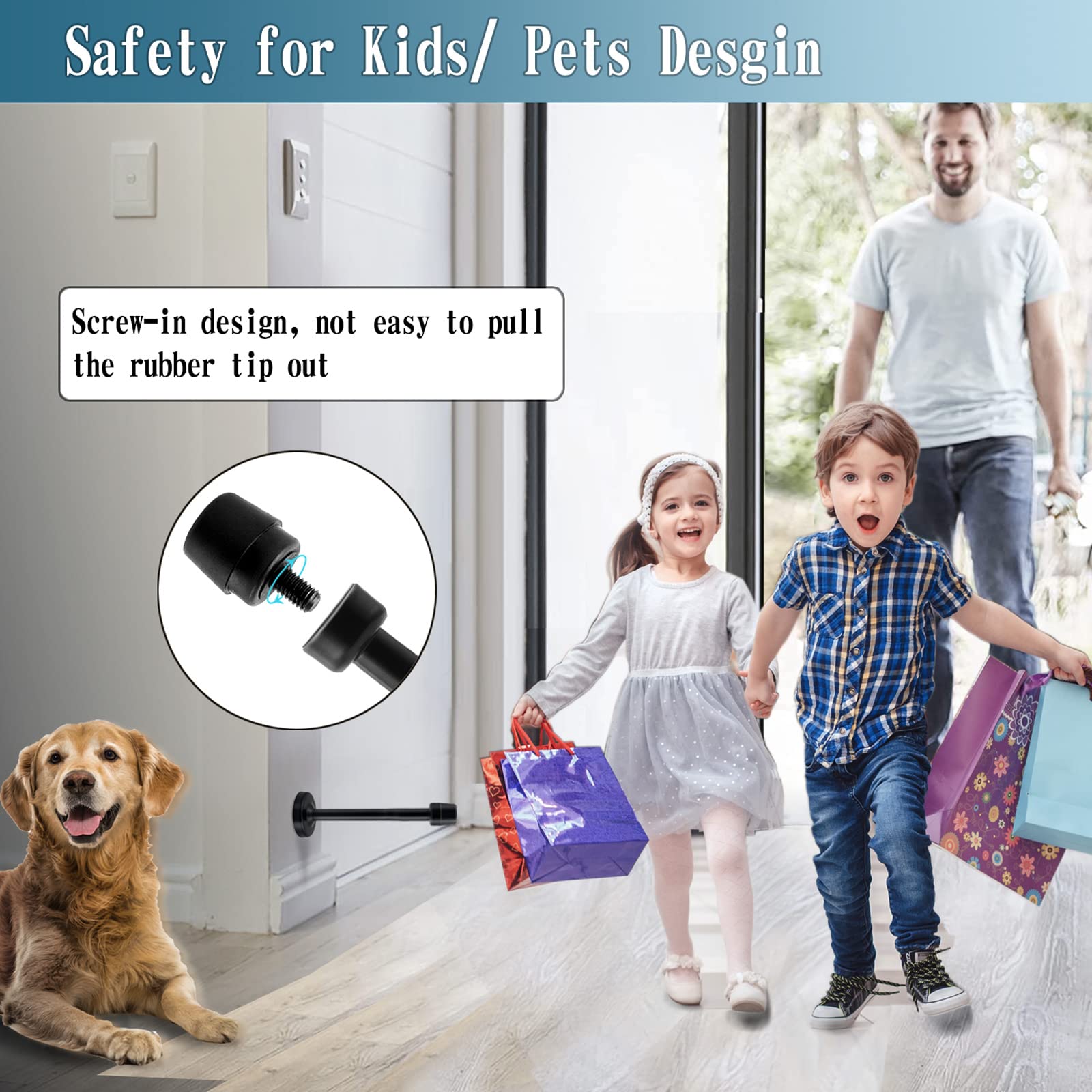 Snapklik.com : KOLAKO 4 Pack Long Door Stopper 4 Inch Black Door Stops ...