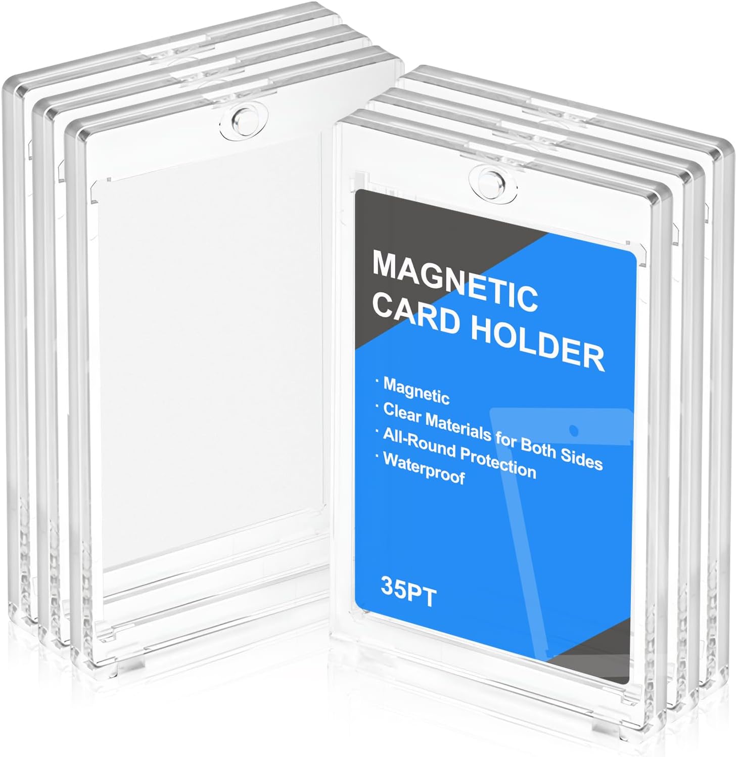 ZCOINS 6 Pack 35pt One Touch Magnetic Card Holders Protective Sleeves ...