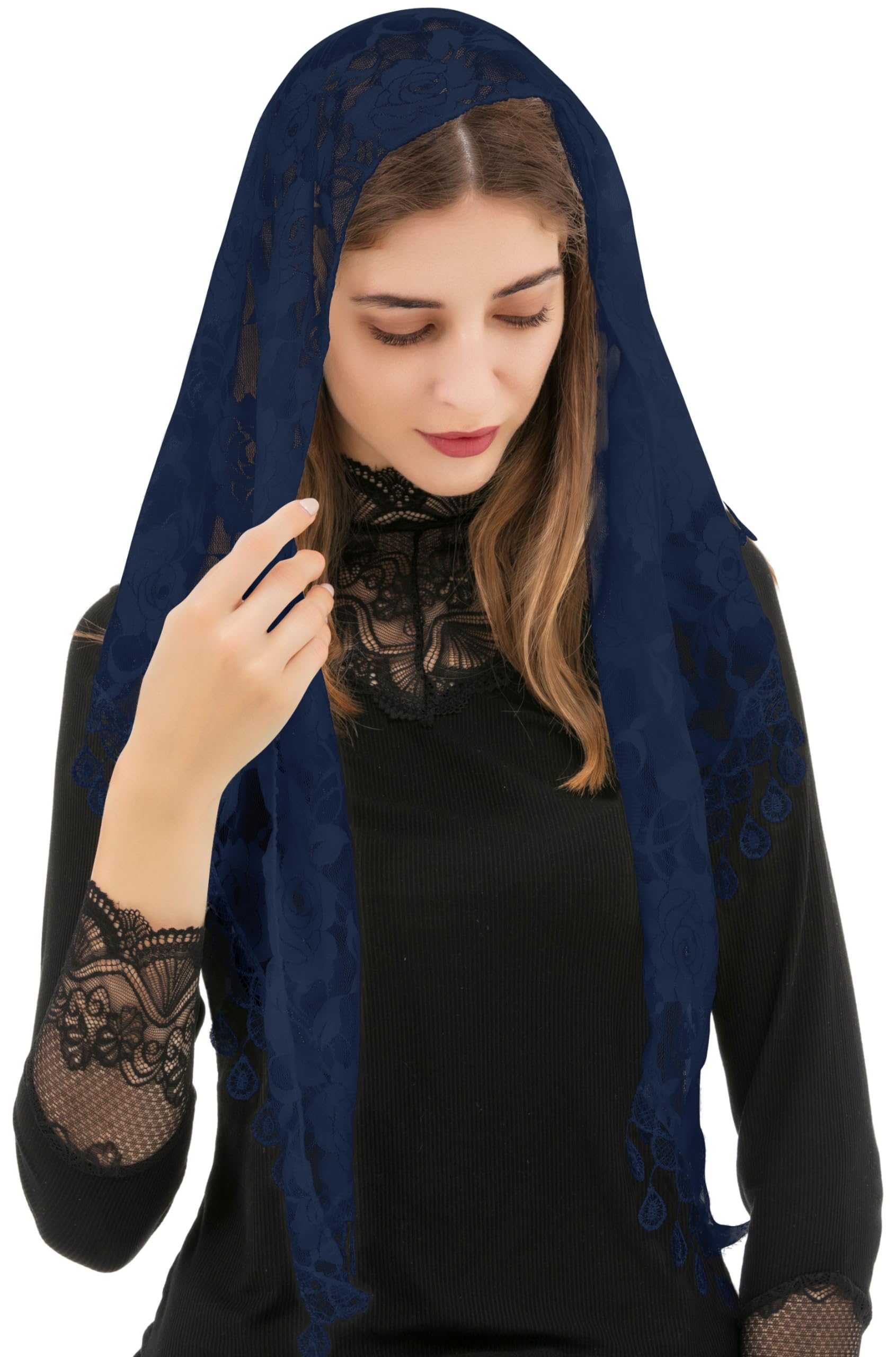 Snapklik.com : PAMOR Mass Veil Triangle Mantilla Cathedral Head ...