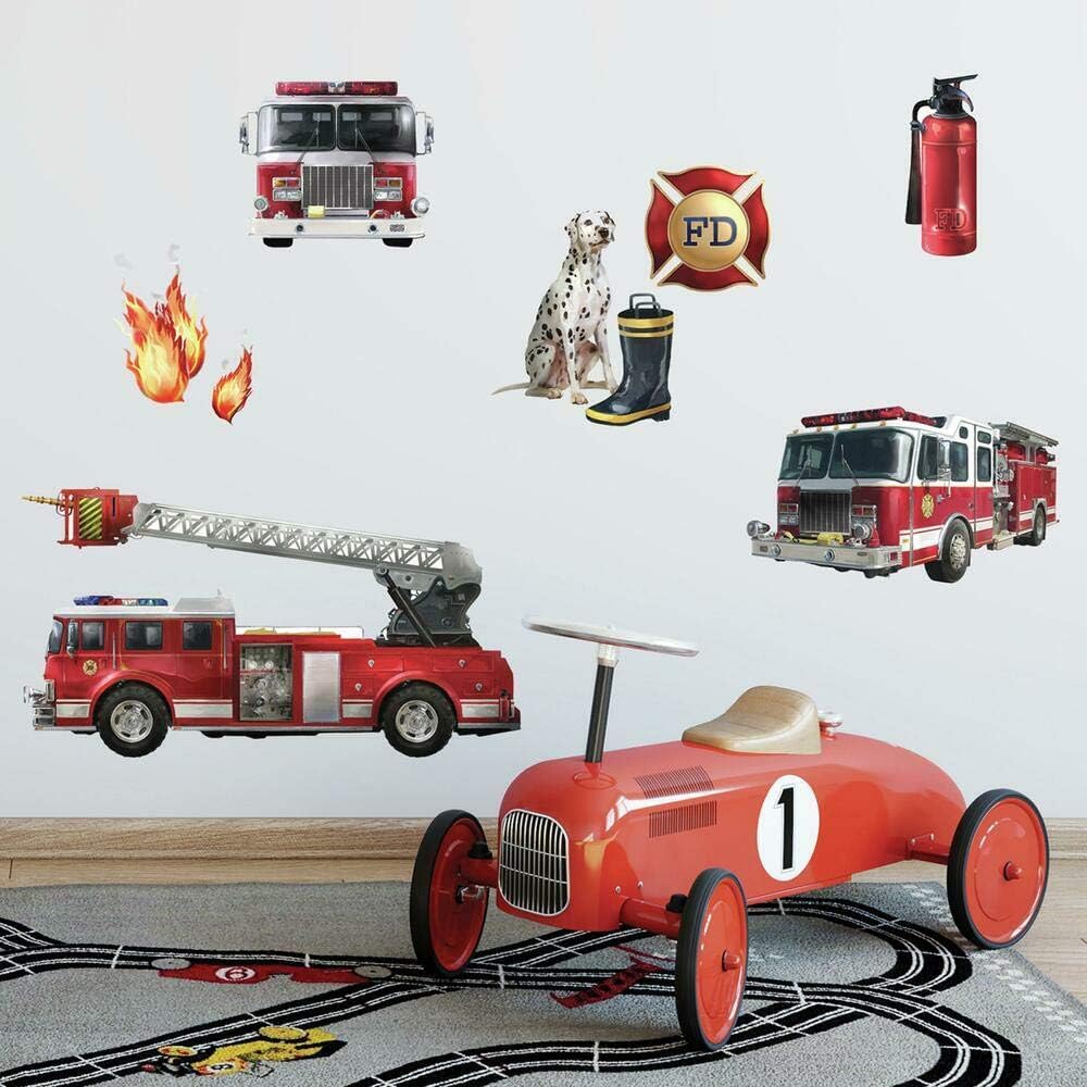 RoomMates RMK1125SCS Fire Brigade Peel and Stick Wall Decals , Red ...