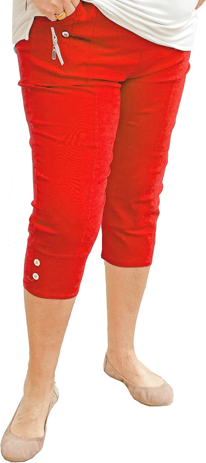 Caprice - Vera Tucci - Cropped 3/4 Length Womens Capri Trouser Elastic ...