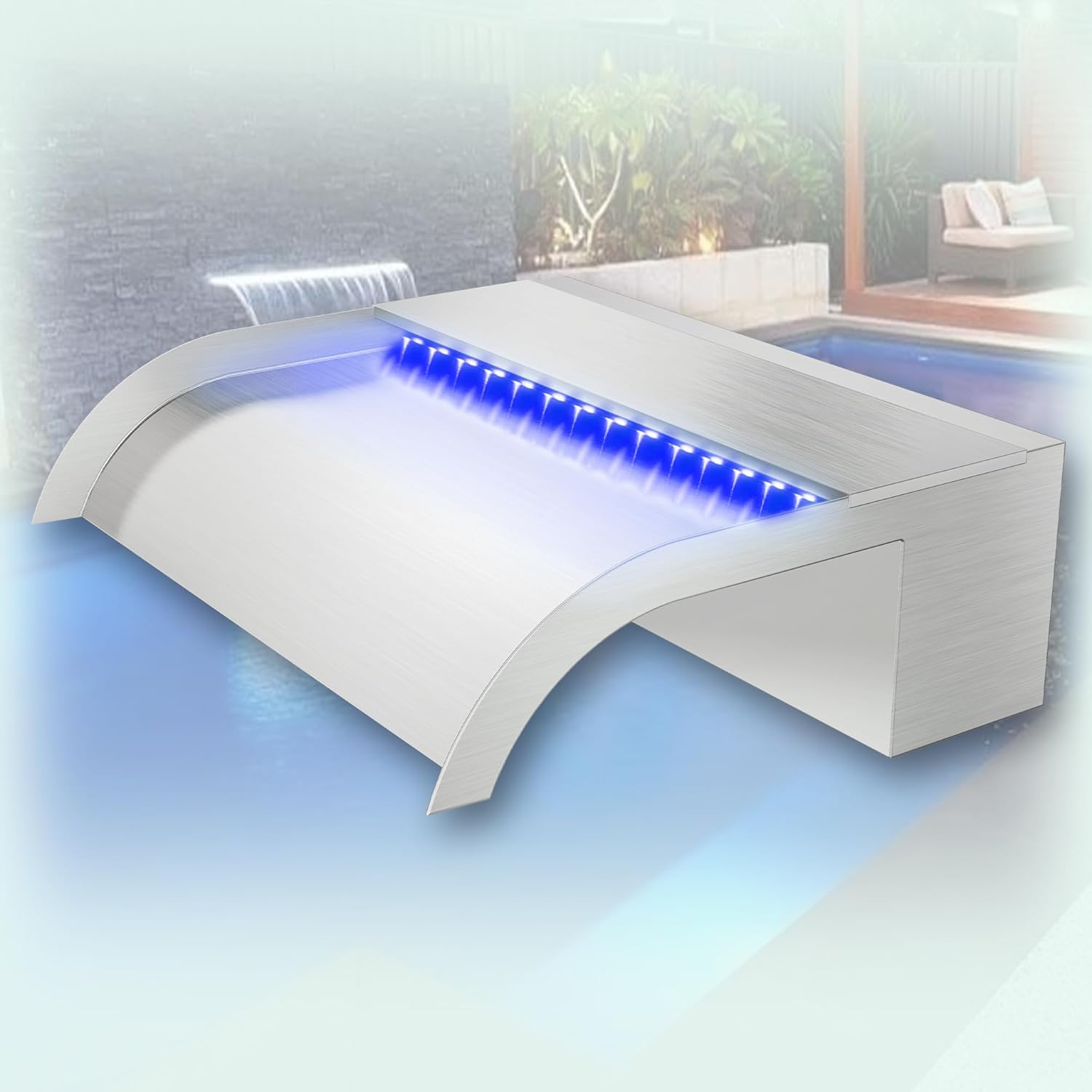 LONGRUN 30cm Pond Waterfall Blade Kit, 304 Stainless Steel Curved ...