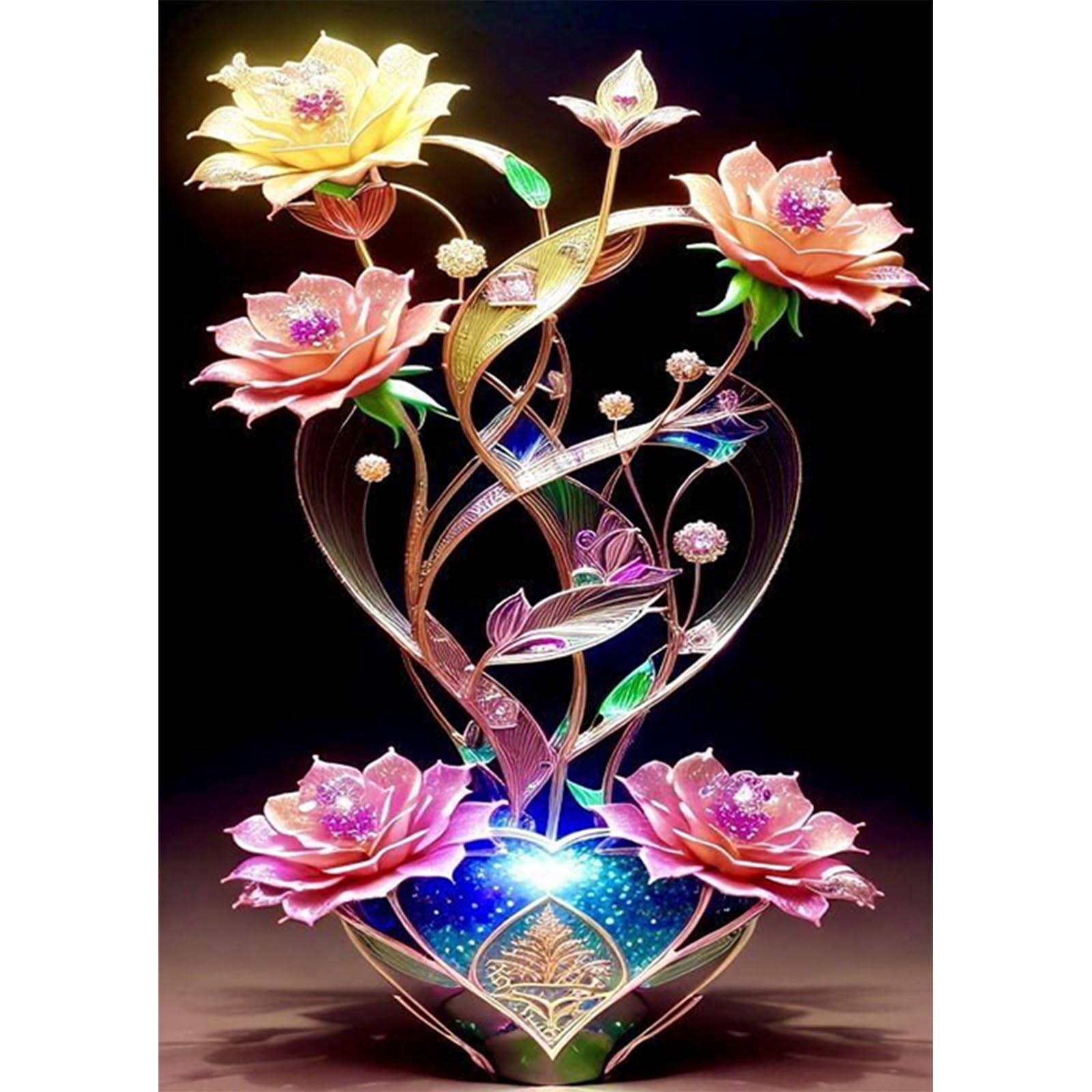 Amazon.com: Amphol Flower Diamond Painting Kits, DIY 5D Flower Diamond ...