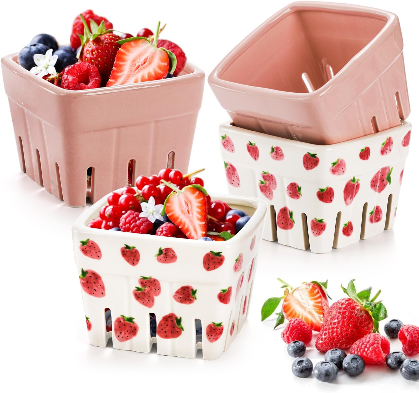 Amazon.com - 150 Pack Molded Pulp Fiber Berry Baskets, 4.3 x 4.3 x 3 ...