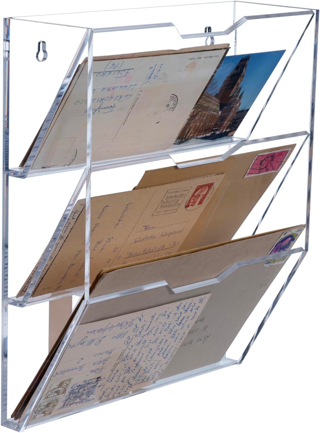 Amazon.com : MyGift 3 Tier Mail Sorter, Premium Clear Acrylic Wall ...