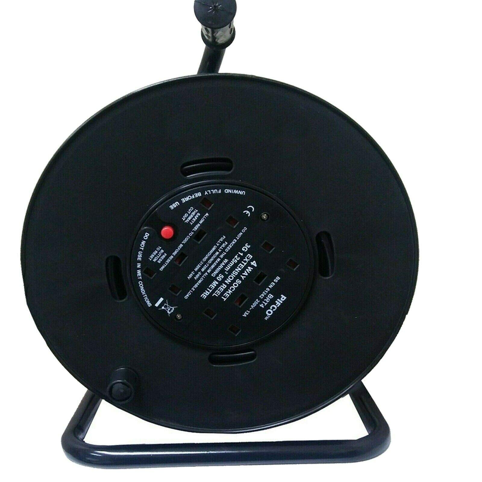 Daewoo Extension Reel, 4 Way Socket with 50 Metre Cable, Heavy Duty ...