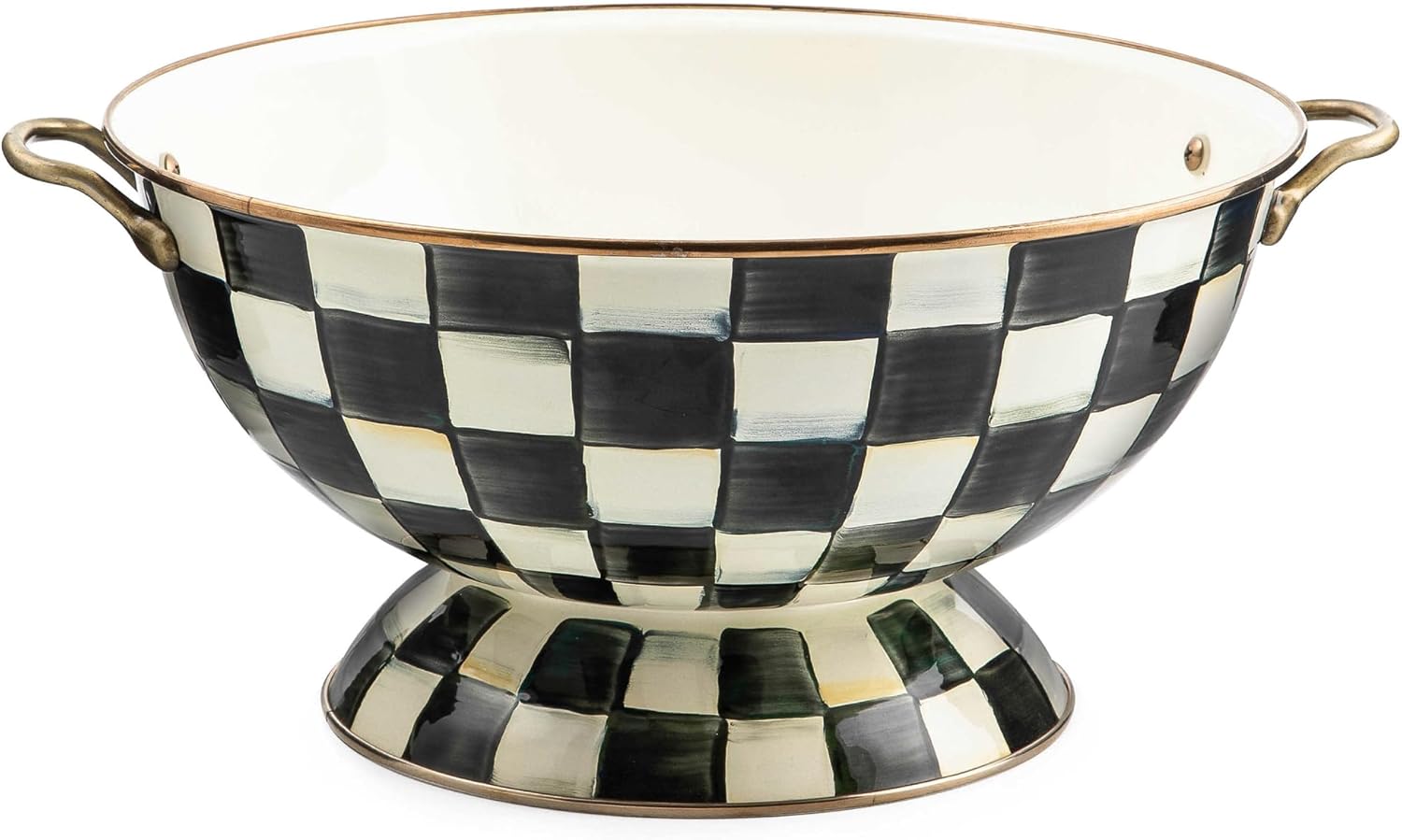 Amazon.com | MACKENZIE-CHILDS Checkered Enamel Serving Bowl for ...