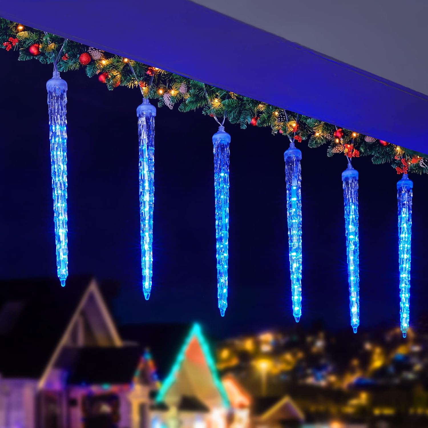 Icicle Lights Outdoor, 30Ft Meteor Shower Lights with 20 Tubes ...