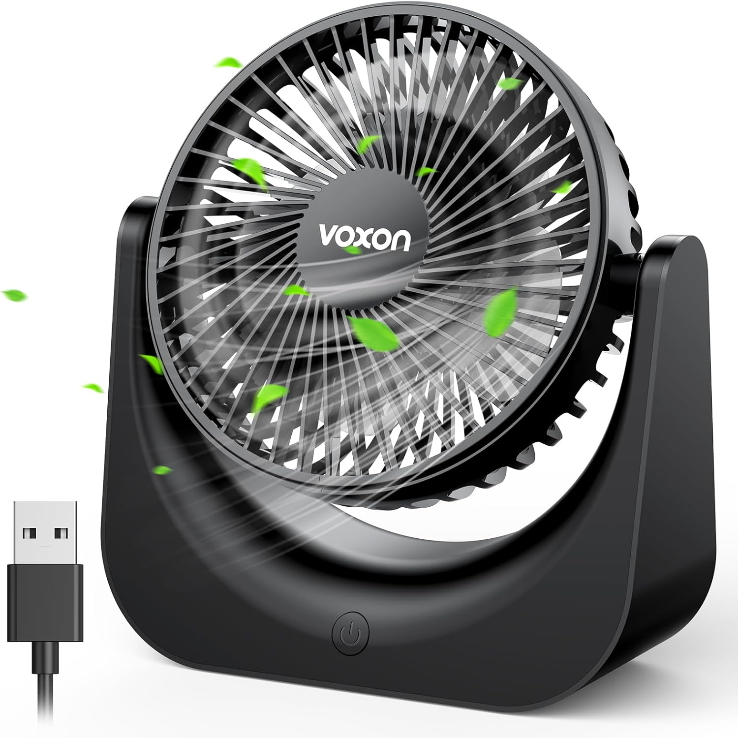 VOXON USB Desk Fan, Small Table Fan with 5 Speeds Adjustable Strong ...