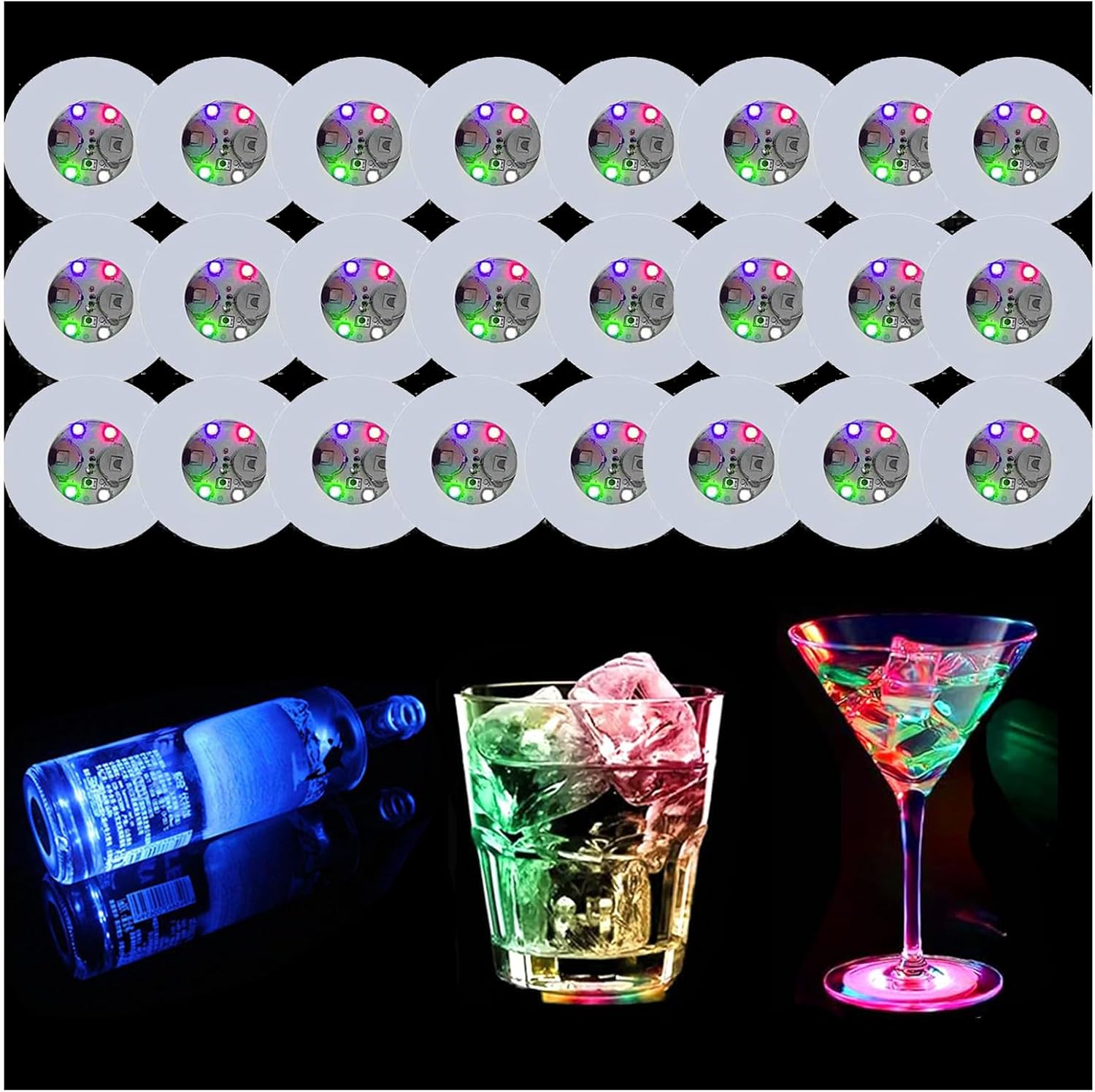 Amazon.com: LED Coaster Lights for Bottles,25 Pack Liquor Bottle Light ...
