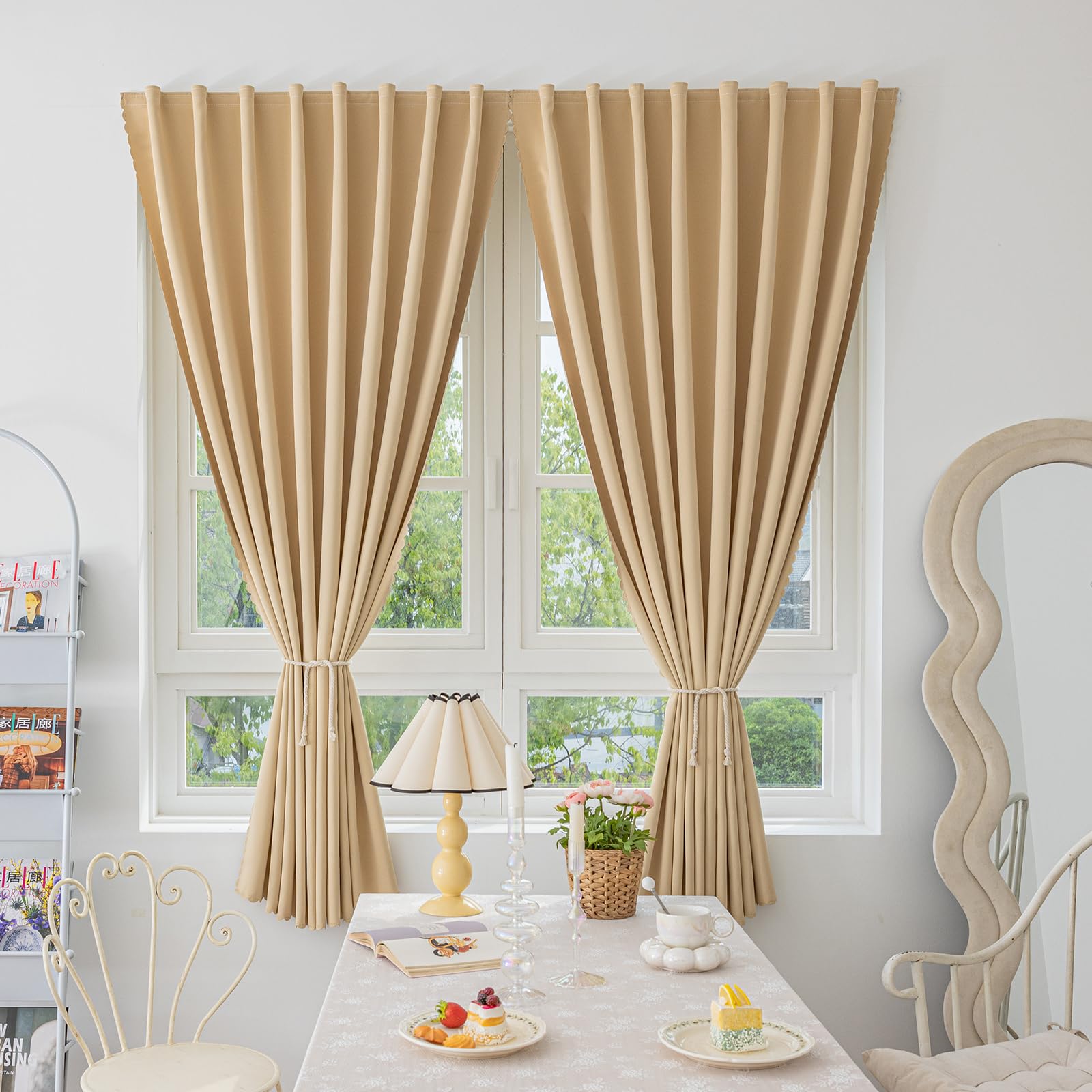 Amazon.com: Jilron Magic Tape Stick on Curtains Blackout Curtains for ...