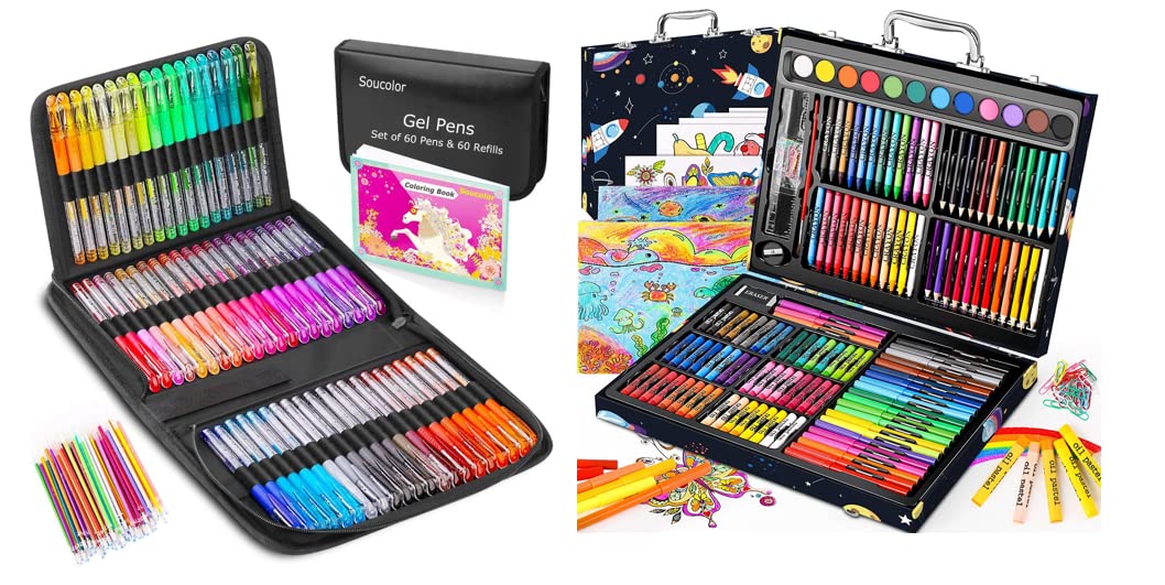 Amazon.com: Soucolor 120 Glitter Gel Pens Set with 183-Pack Drawing ...