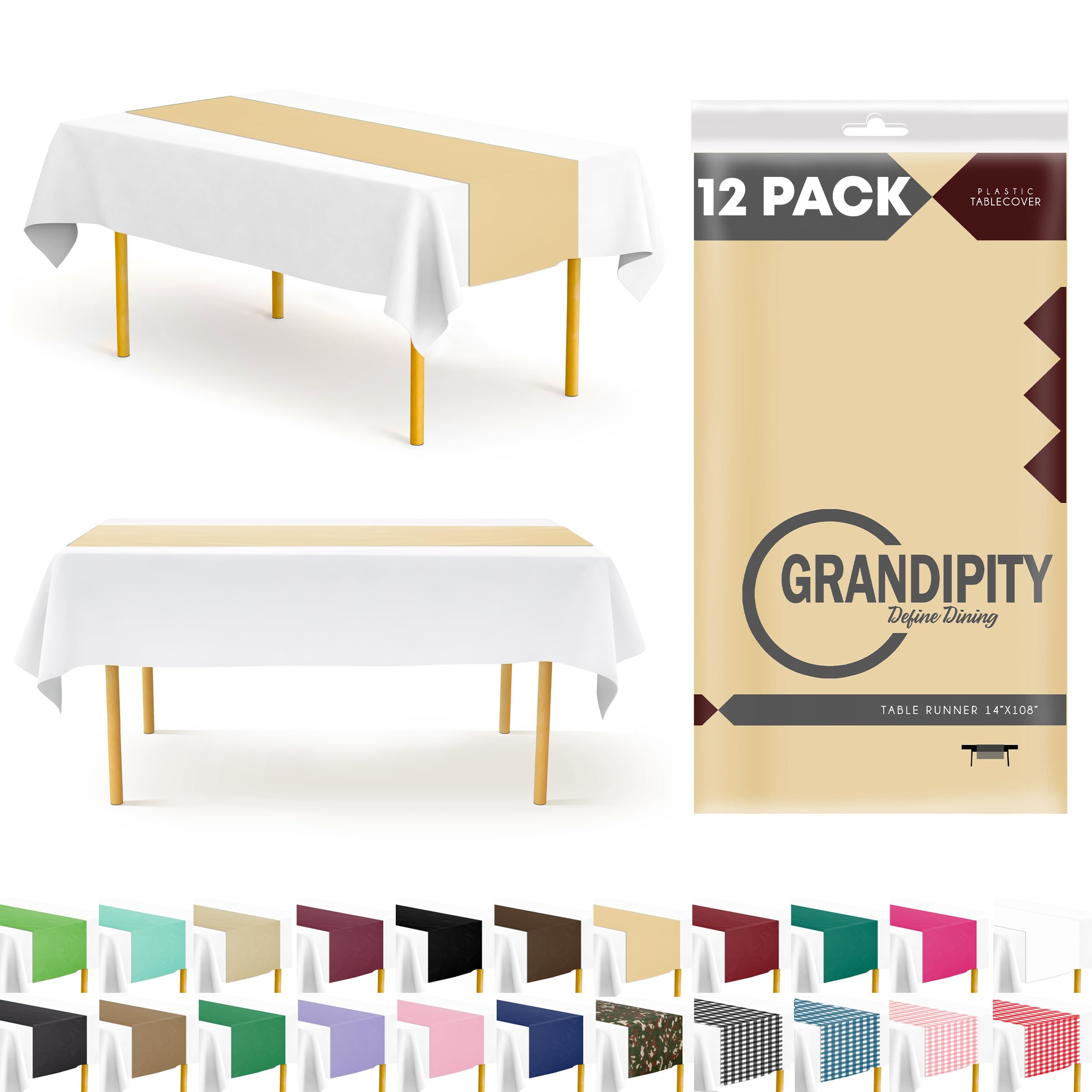 Snapklik.com : Ivory 12 Pack Premium Disposable Plastic Table Runner 14 ...