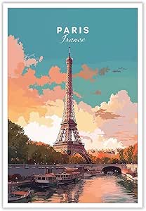 Amazon.com: Viokalt Trendy Paris Scenery Wall Art Funky France City ...