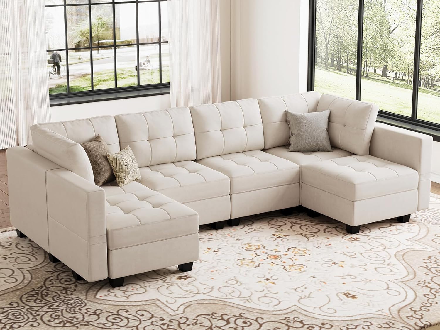 Amazon.com: Belffin Modular U Shaped Sectional Sofa Couch, Oversized ...