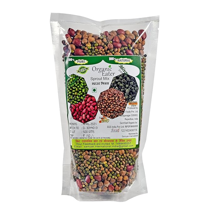 Organic Eater Sprout Mix 500 gm Pack (Peanut, Moong, Moat, Chana ...