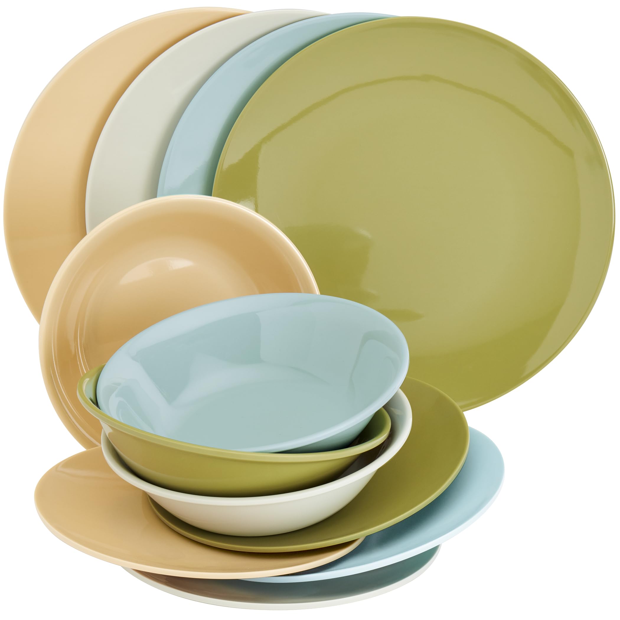 Amazon.com | Tabletops Gallery 12 Piece Blue Green Coral Melamine ...