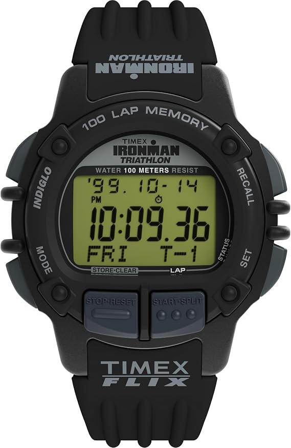 Timex Ironman Flix 100 Black PU Strap Watch : Amazon.ca: Clothing ...