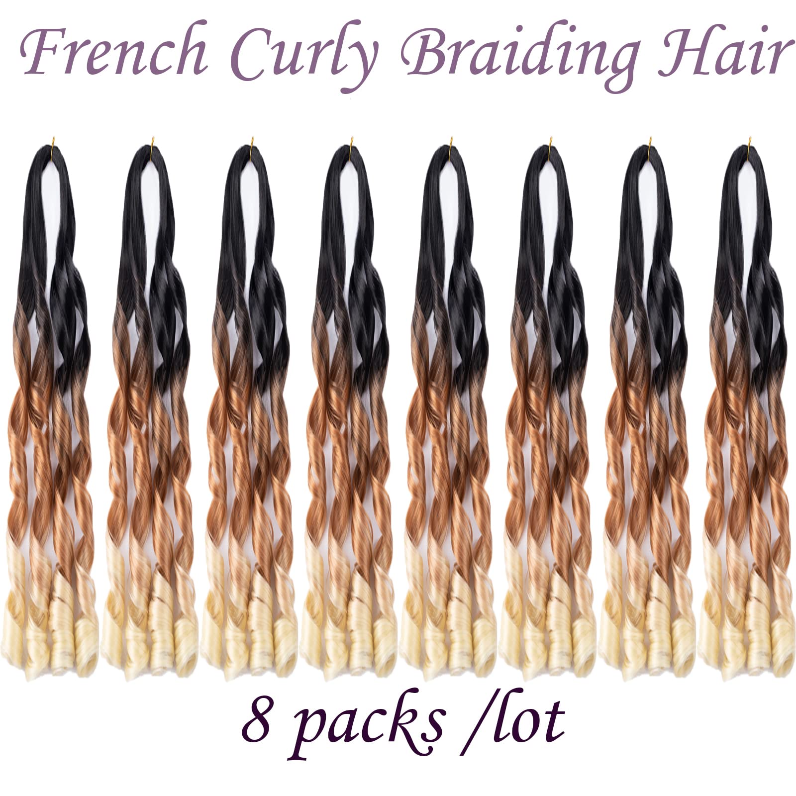 Snapklik.com : French Curly Braiding Hair 24 Inch 8 Packs 1B/27/613 ...