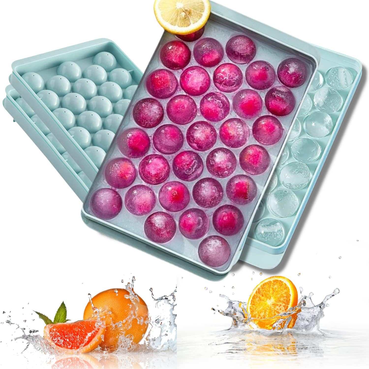 Amazon.com: 2 Pack of Silicone Round Ice Cube Trays, Ice Balls Molds ...