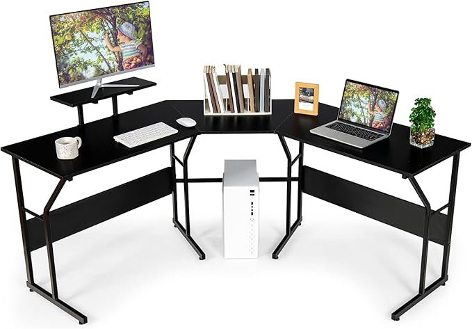 CASART L-Shaped Computer Desk, 2-Person Double Study Writing Desk with ...